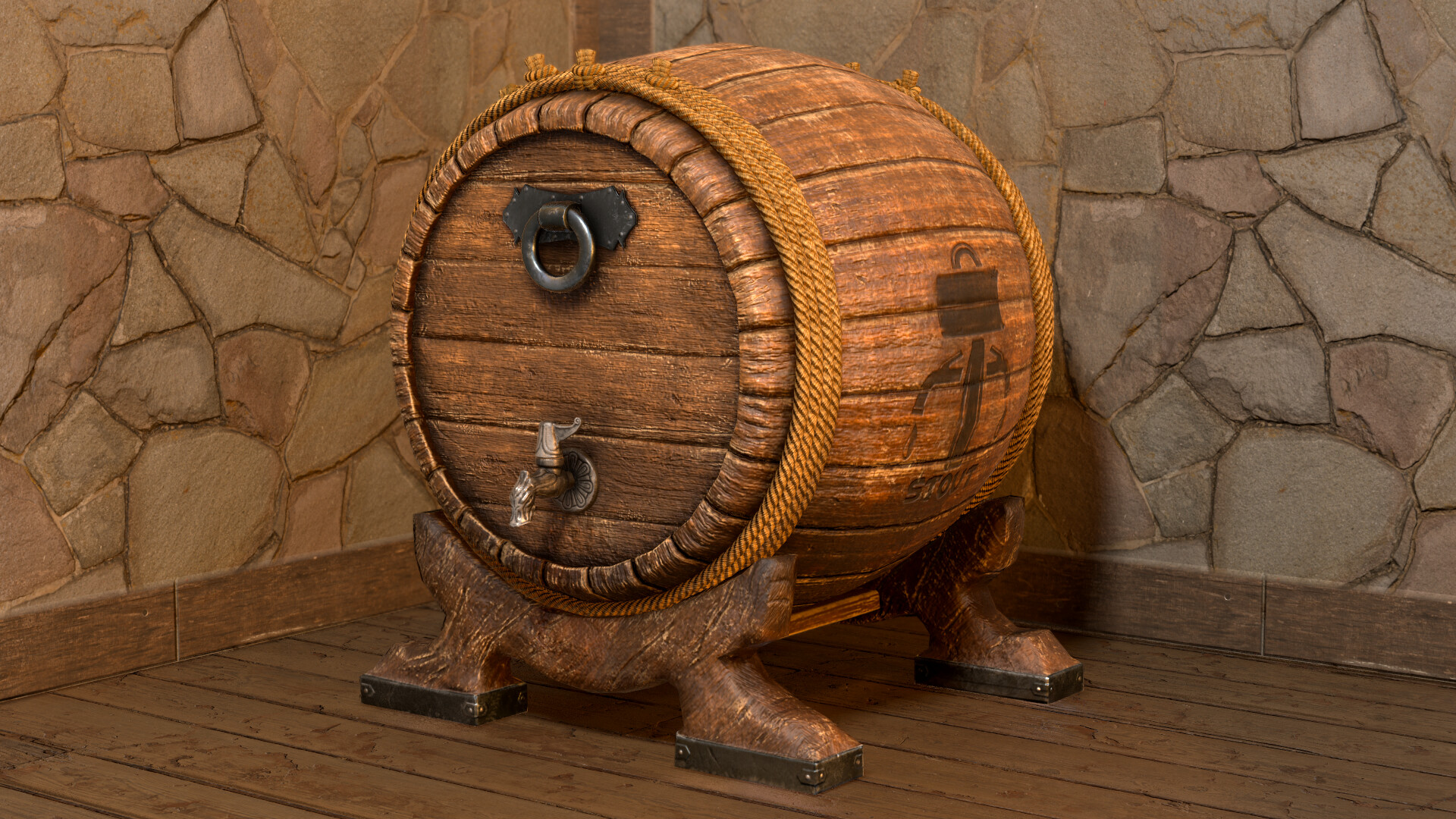 ArtStation - Wooden Beer Barrel Model
