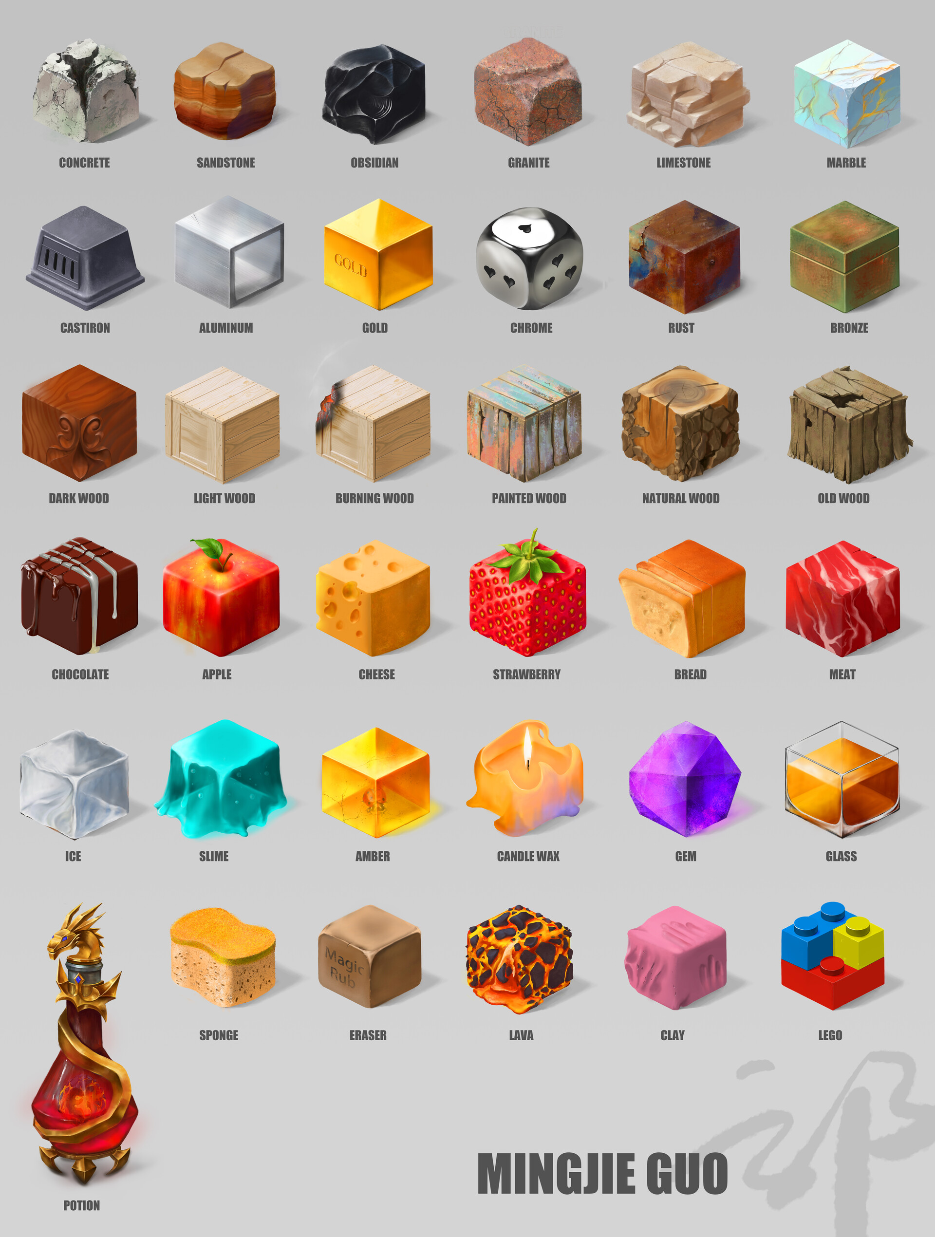 ArtStation - material practice(schoolwork)