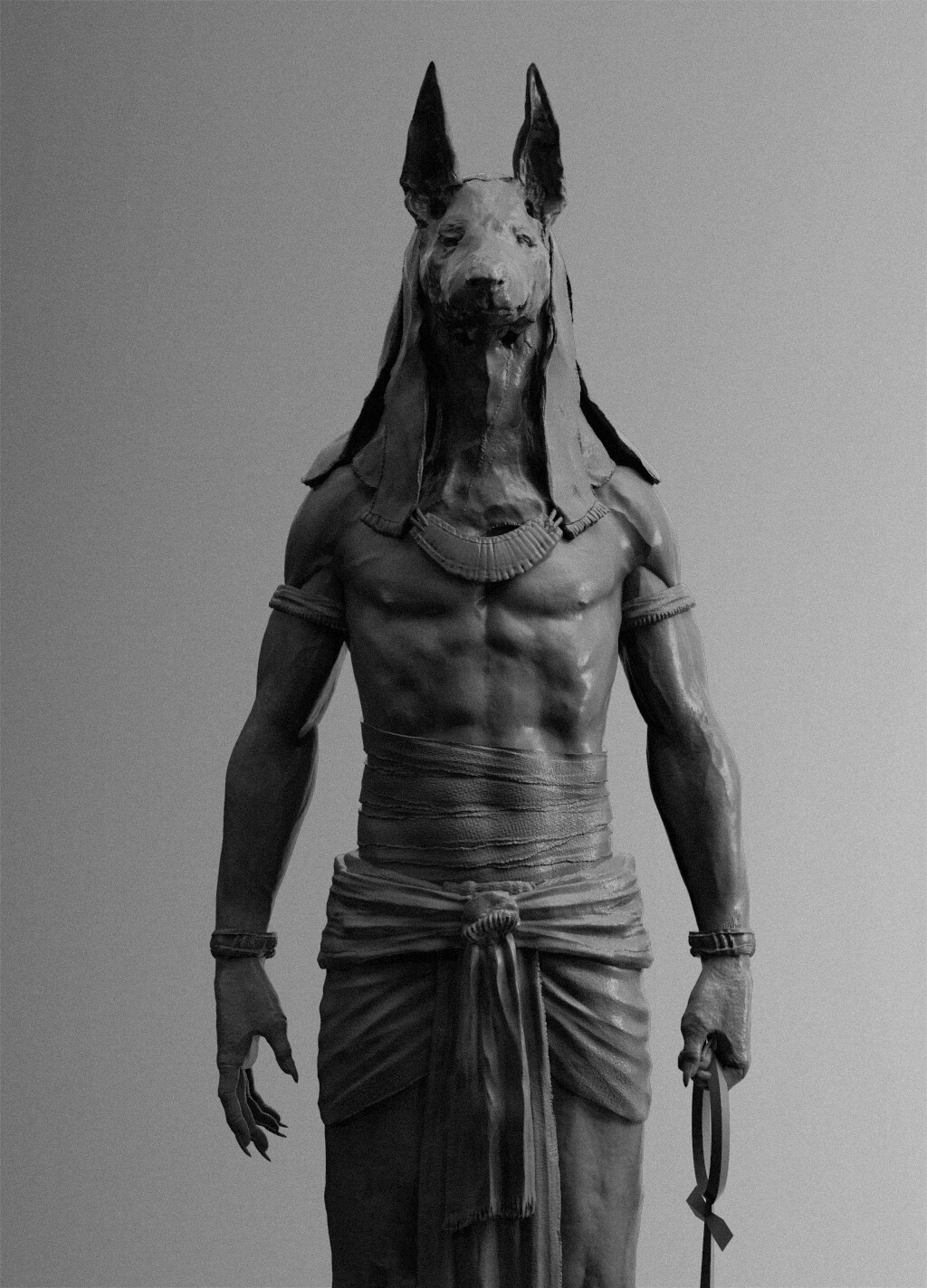 Jeremy Jap - Egyptian folklore | Anubis/Anpu (monochrome render)