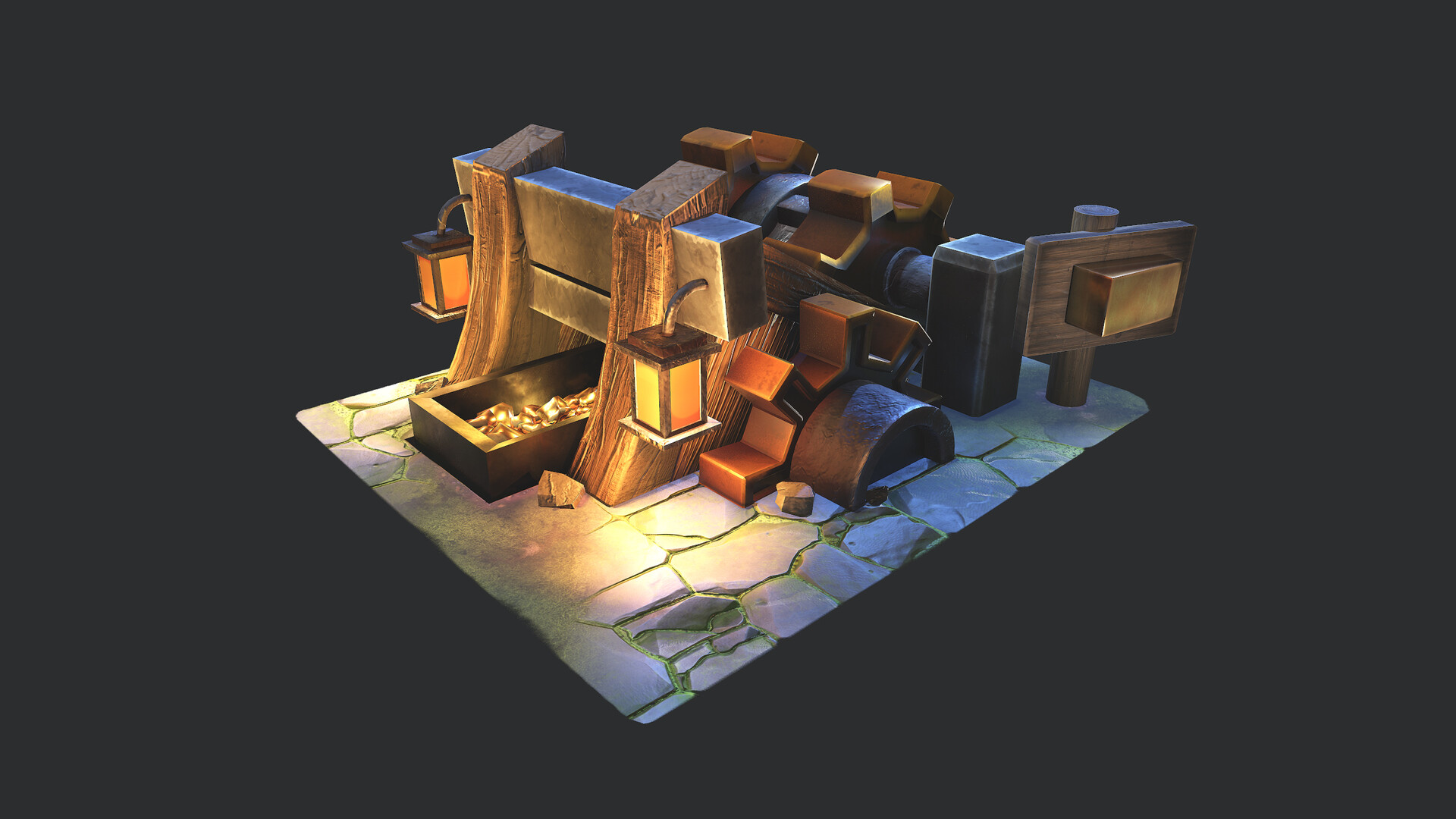 ArtStation - Stylized Gold mine upgrade levels