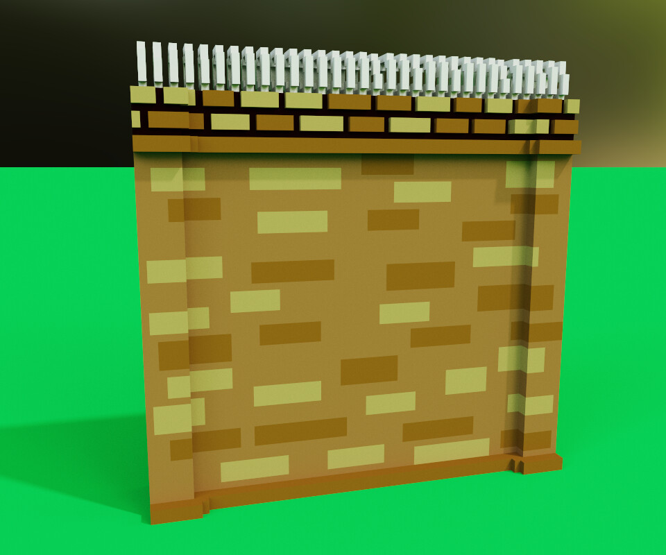 ArtStation - Wall with barbed wire - Voxel Art