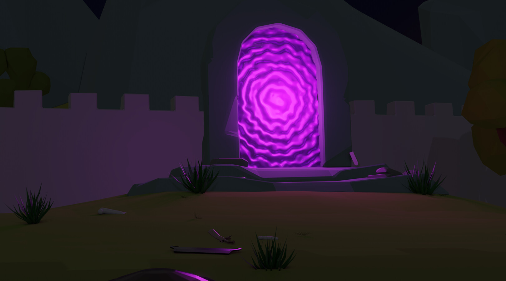 ArtStation - Low Poly - Portal in Medieval Town