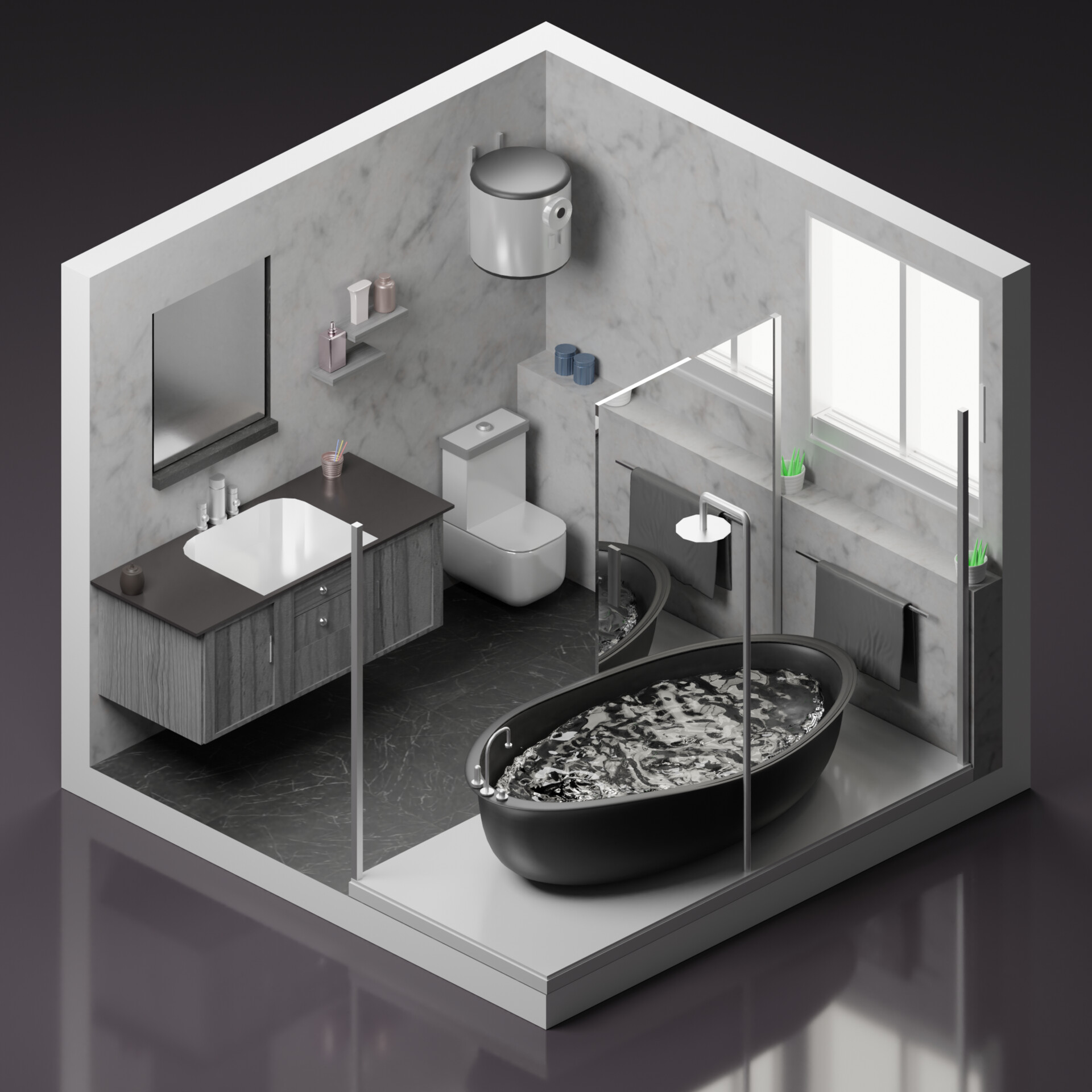 ArtStation - isometric bathroom