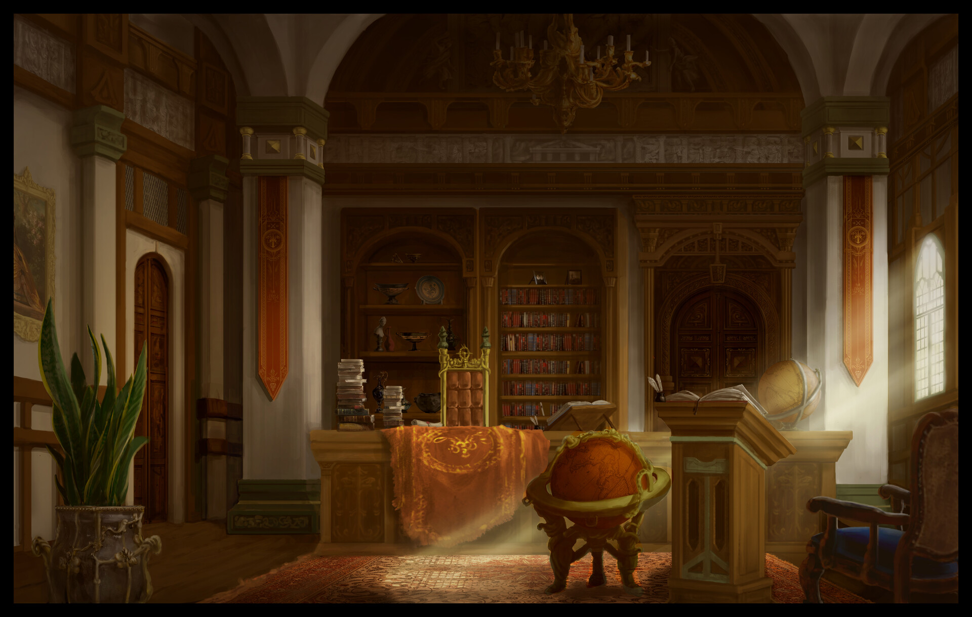 ArtStation - concept art _ antique interior_room