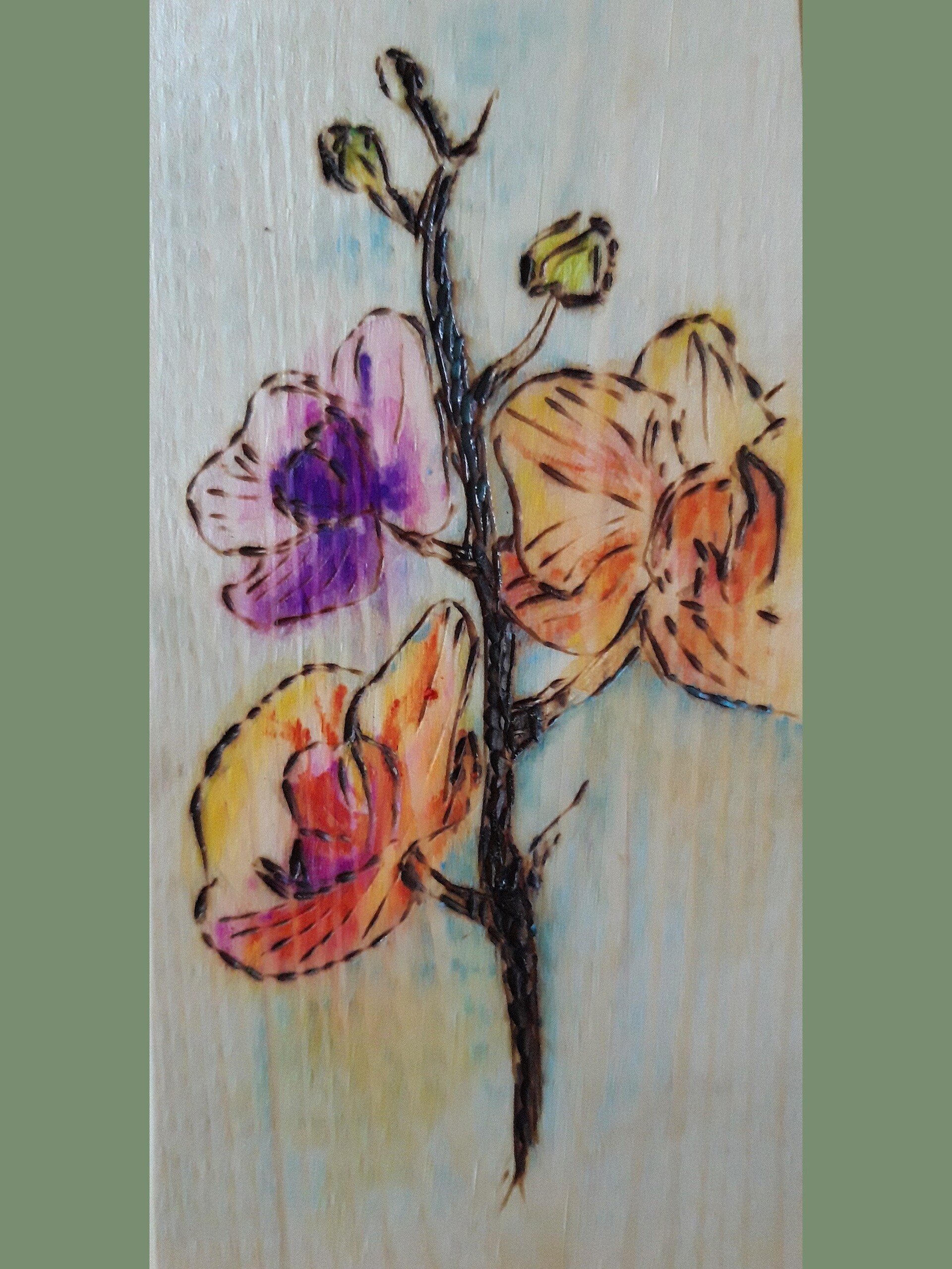 ArtStation - Wood burning study - orchids