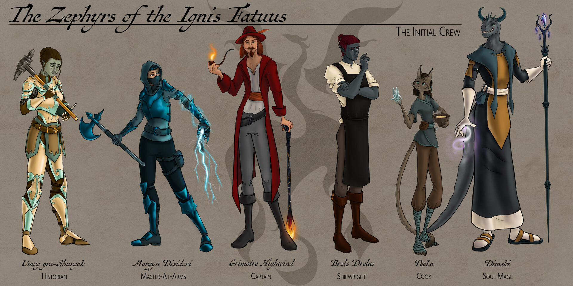 ArtStation - Zephyrs of the Igniis Fatuus- Initial Crew
