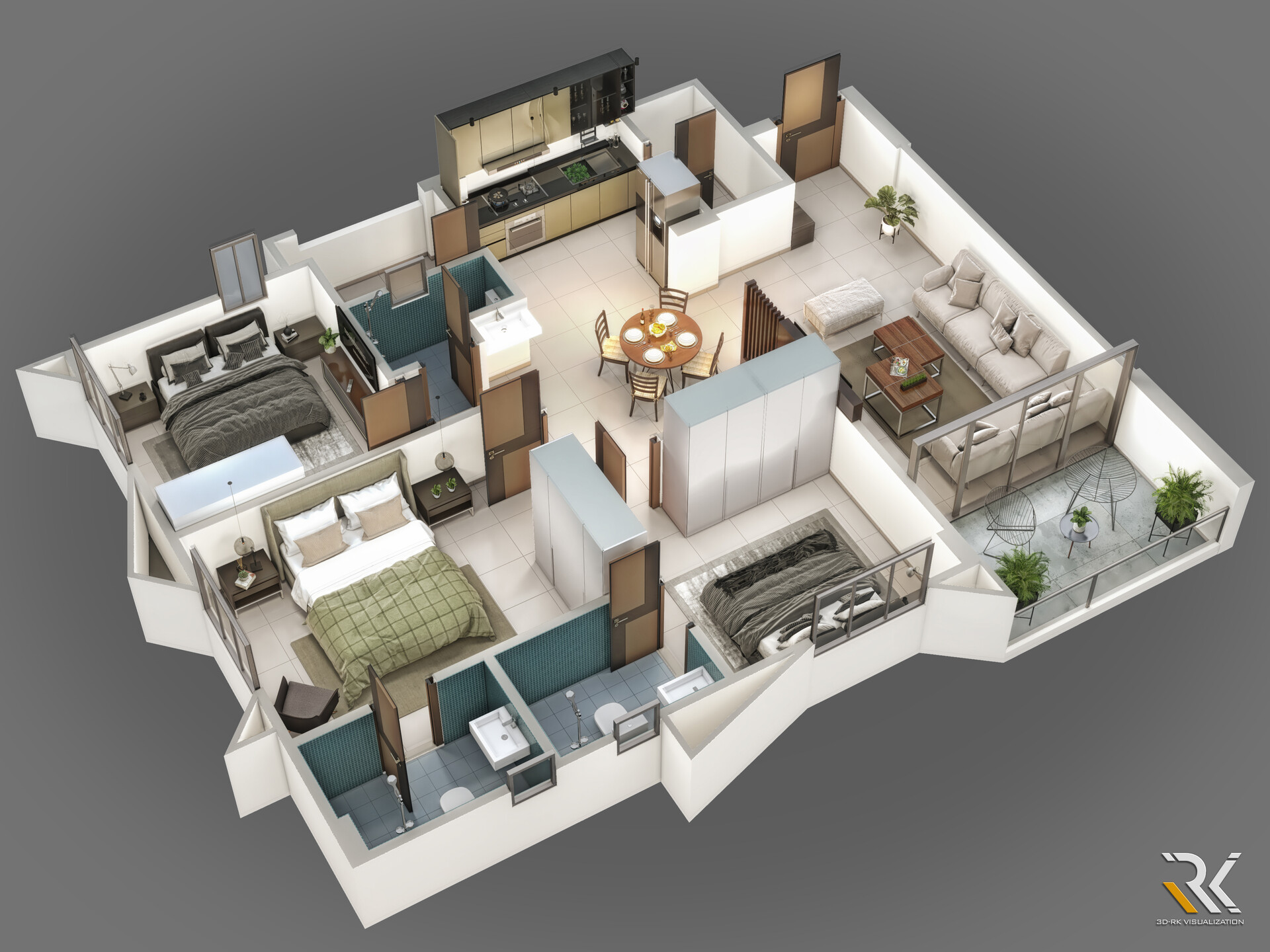 3D-RK-VISUALIZATION - Isometric Interior View _ (Cut Section)