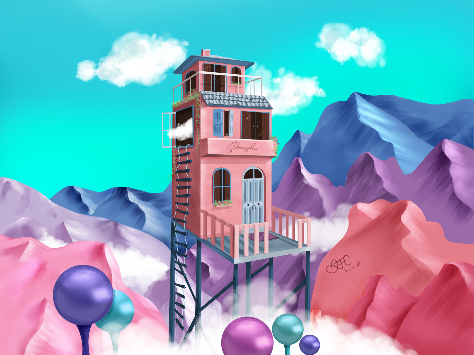 ArtStation - Pink building illustration