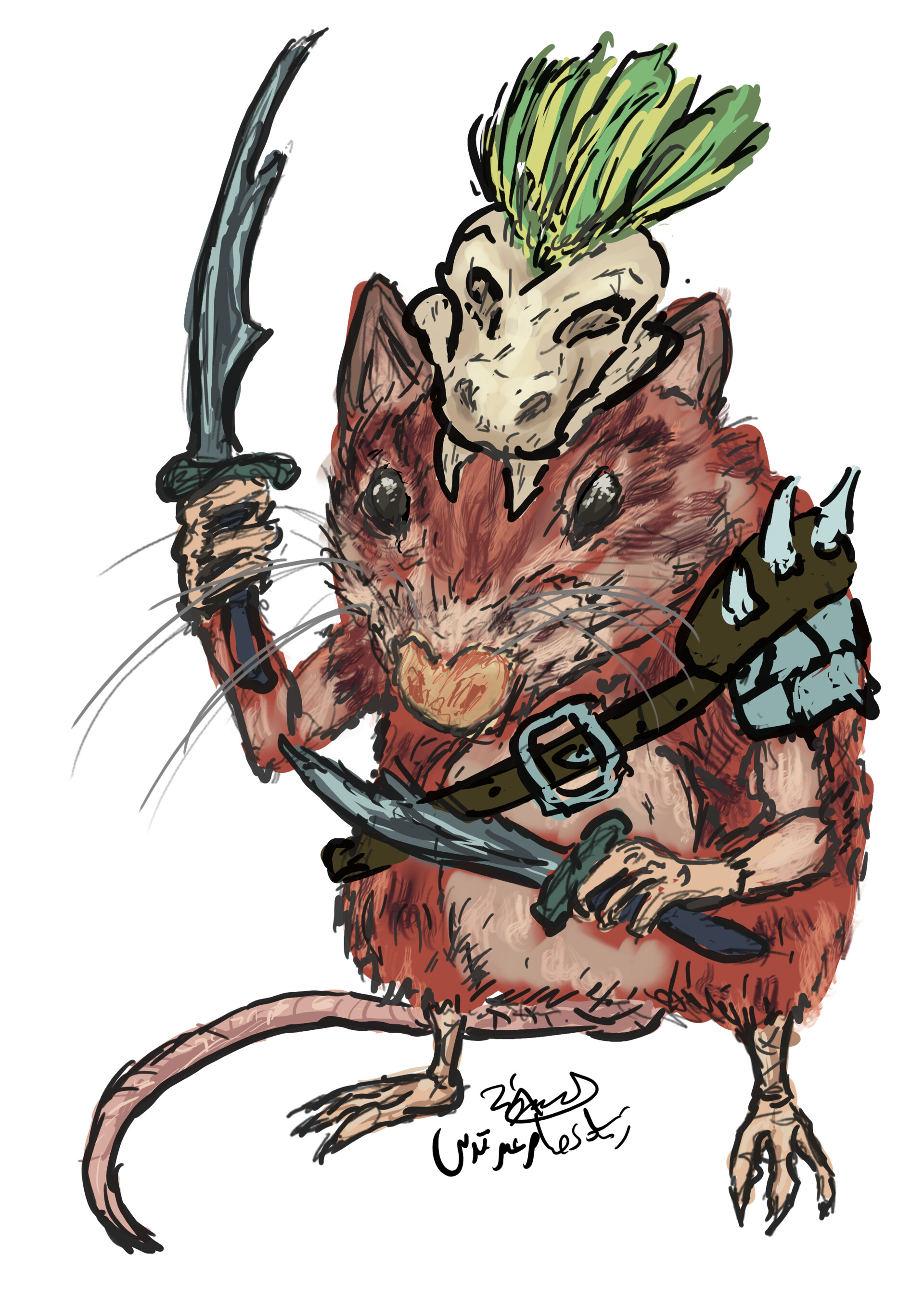ArtStation - Red Grasshoper Mouse Warrior