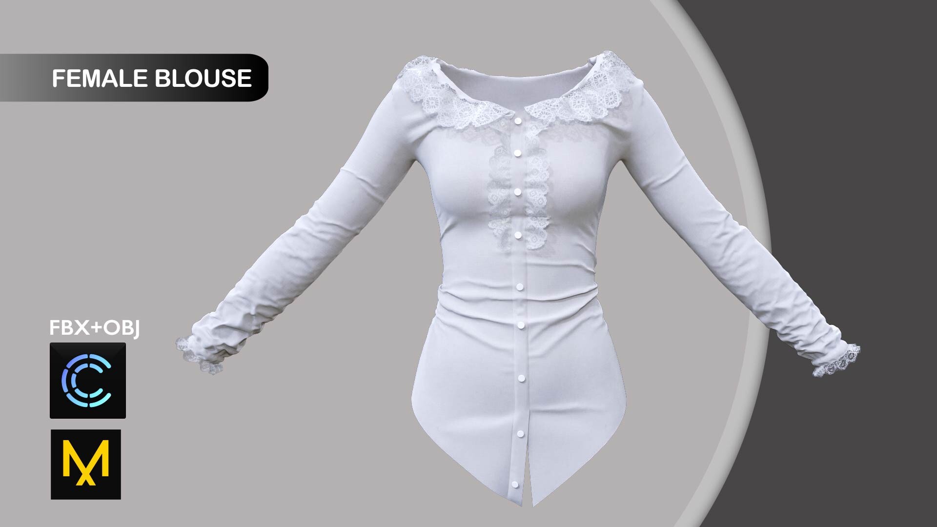 ArtStation - Female Blouse Marvelous Designer/Clo3d project + OBJ + FBX