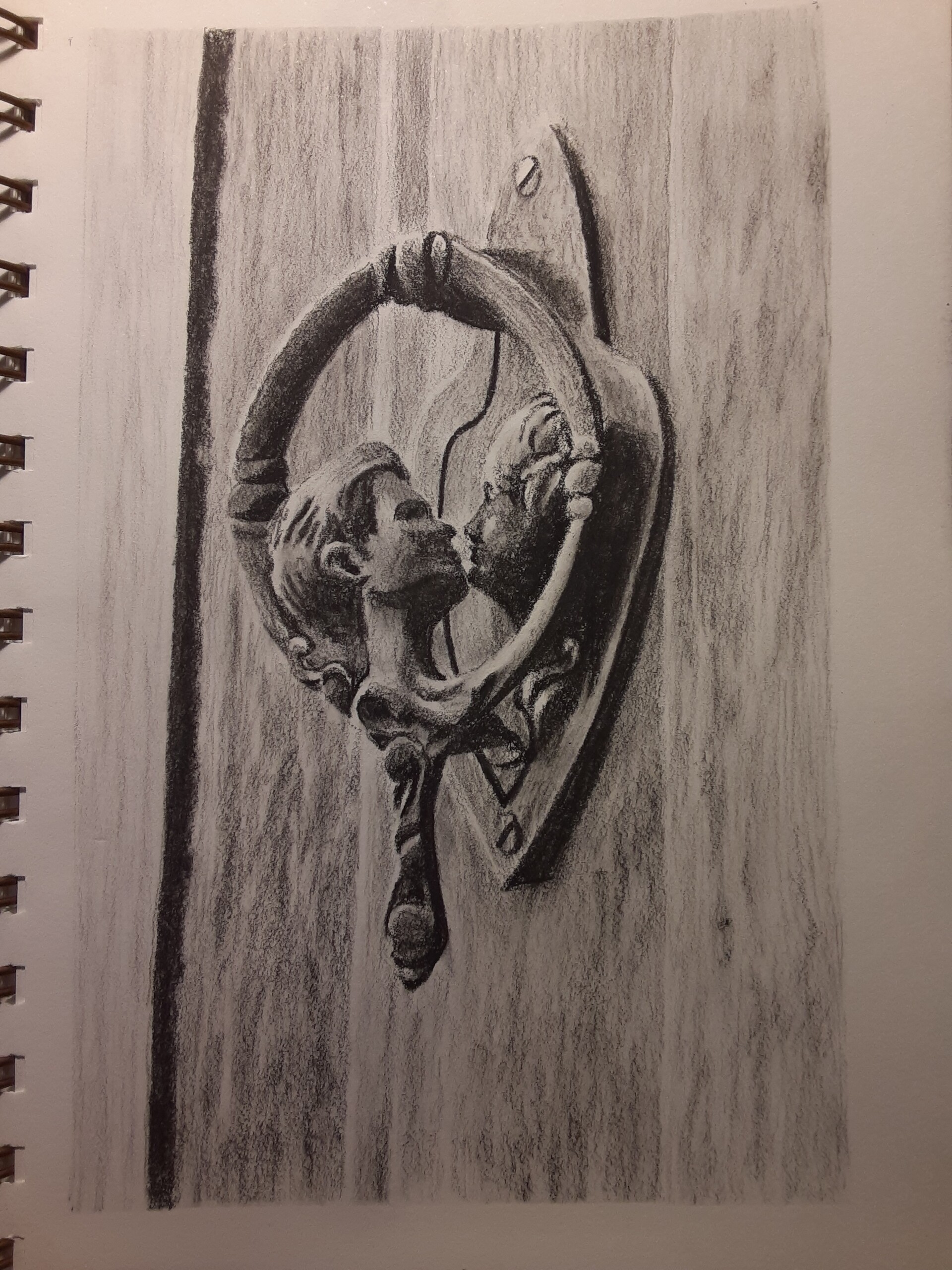 ArtStation - Charcoal of a door knocker
