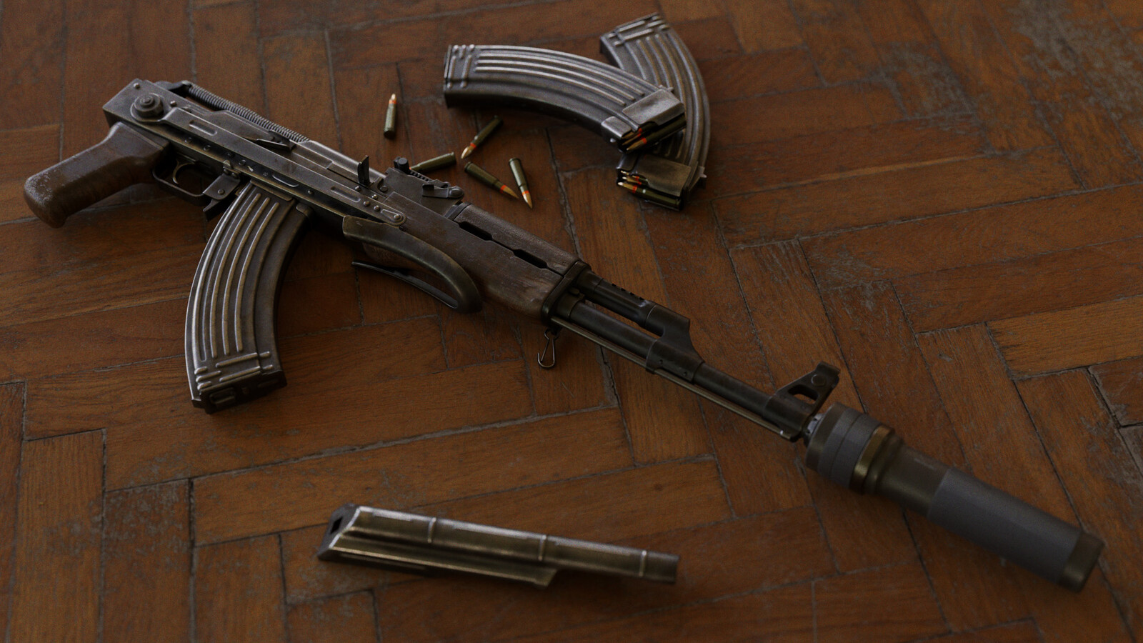 Alexander Thieme - AK w/ folding stock and supressor