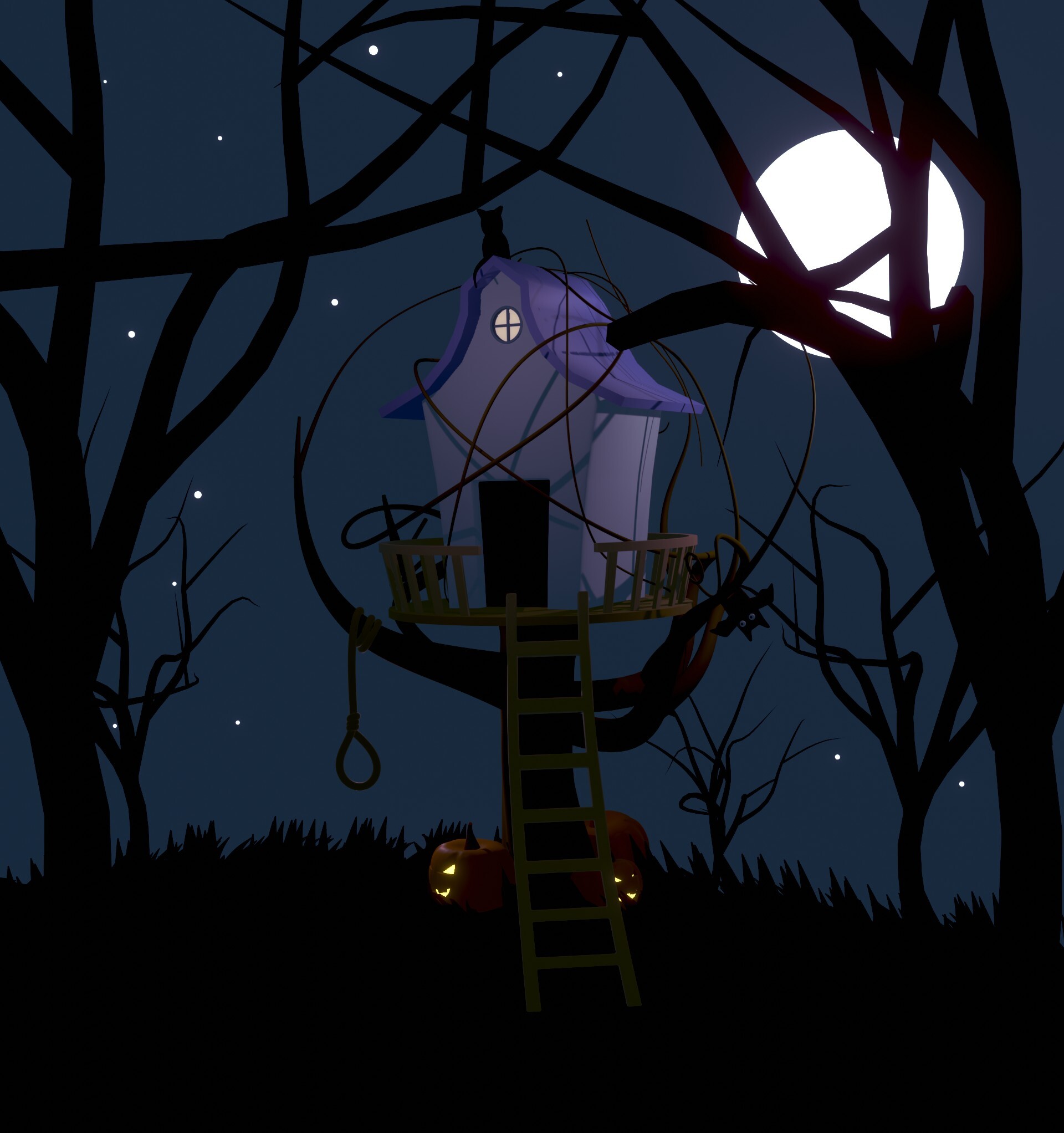 ArtStation - Treehouse at night