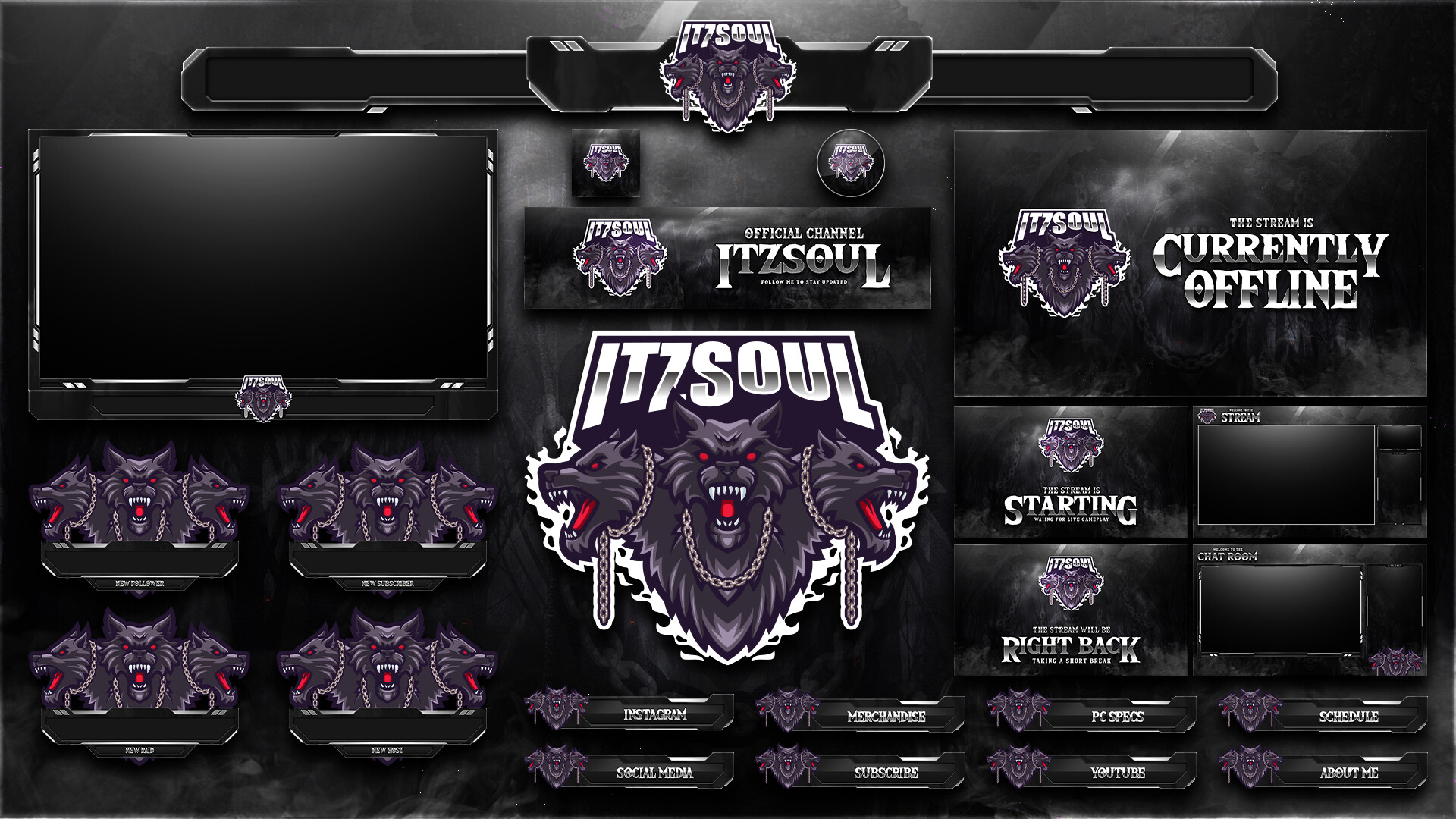 xtuff studio - Itzsoul STREAM PACK | Custom twitch Animated Twitch ...