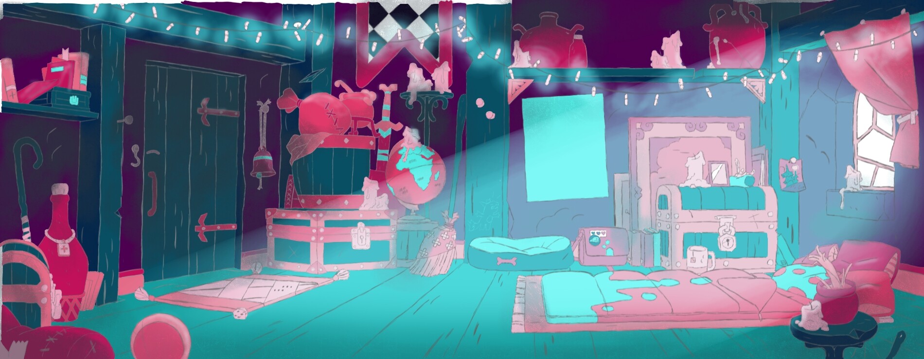 ArtStation - The Owl House - Luz's room Neon colour palette