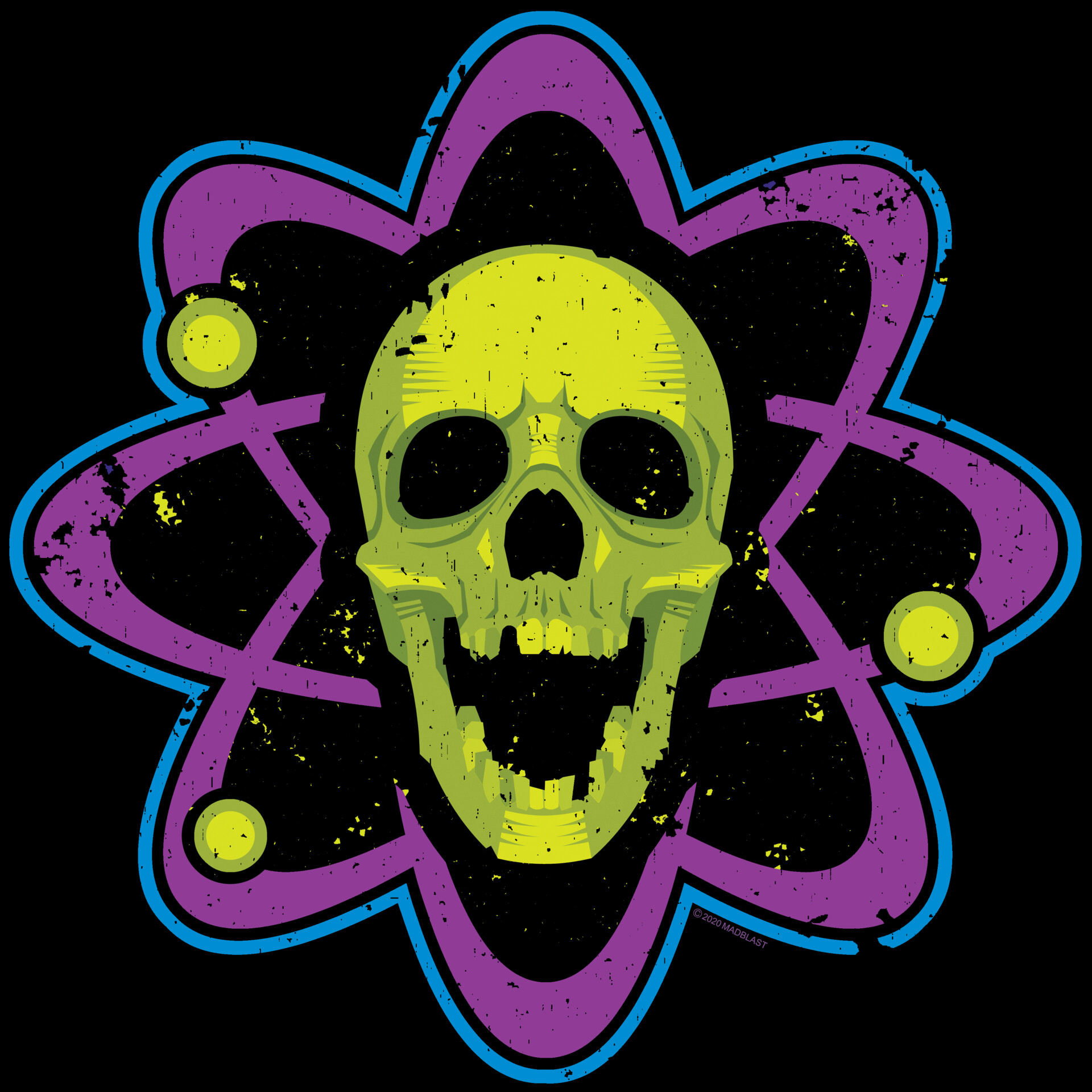 ArtStation - Atomic Age Skull Retro Neon Black Light Design