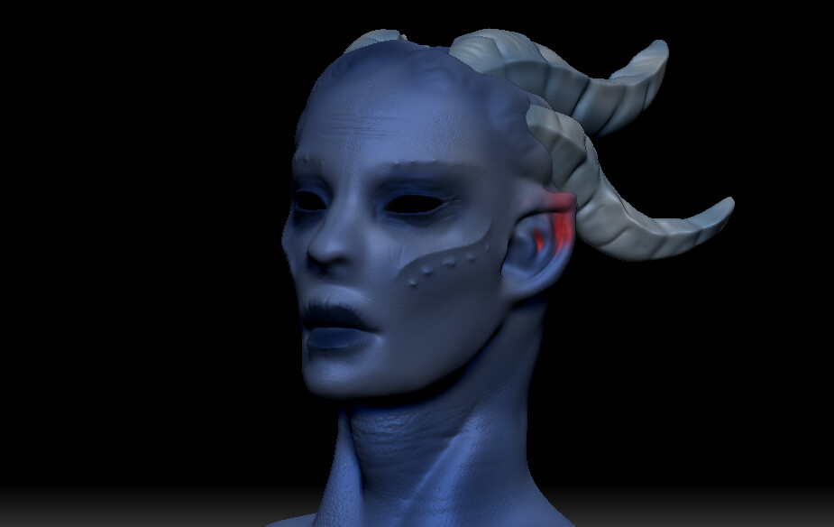 ArtStation - Blue Demon Girl
