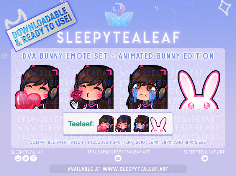 ArtStation - Dva Emotes With Animated Lurking Bunny