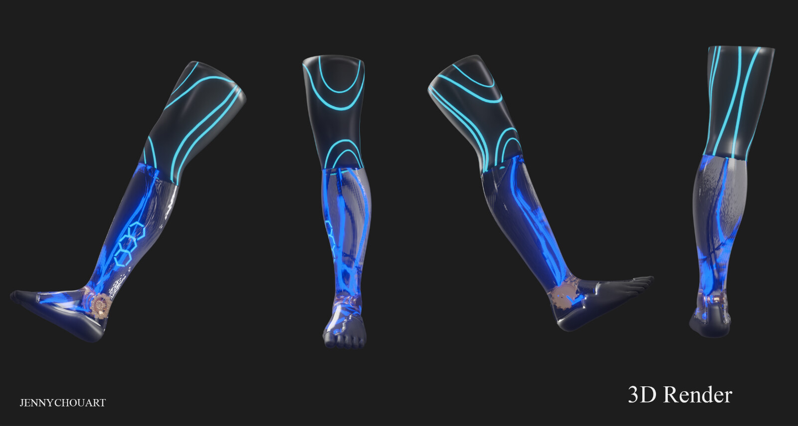 Jenny Chou - Sci-fi Prosthetic leg from Concept to 3D Final render