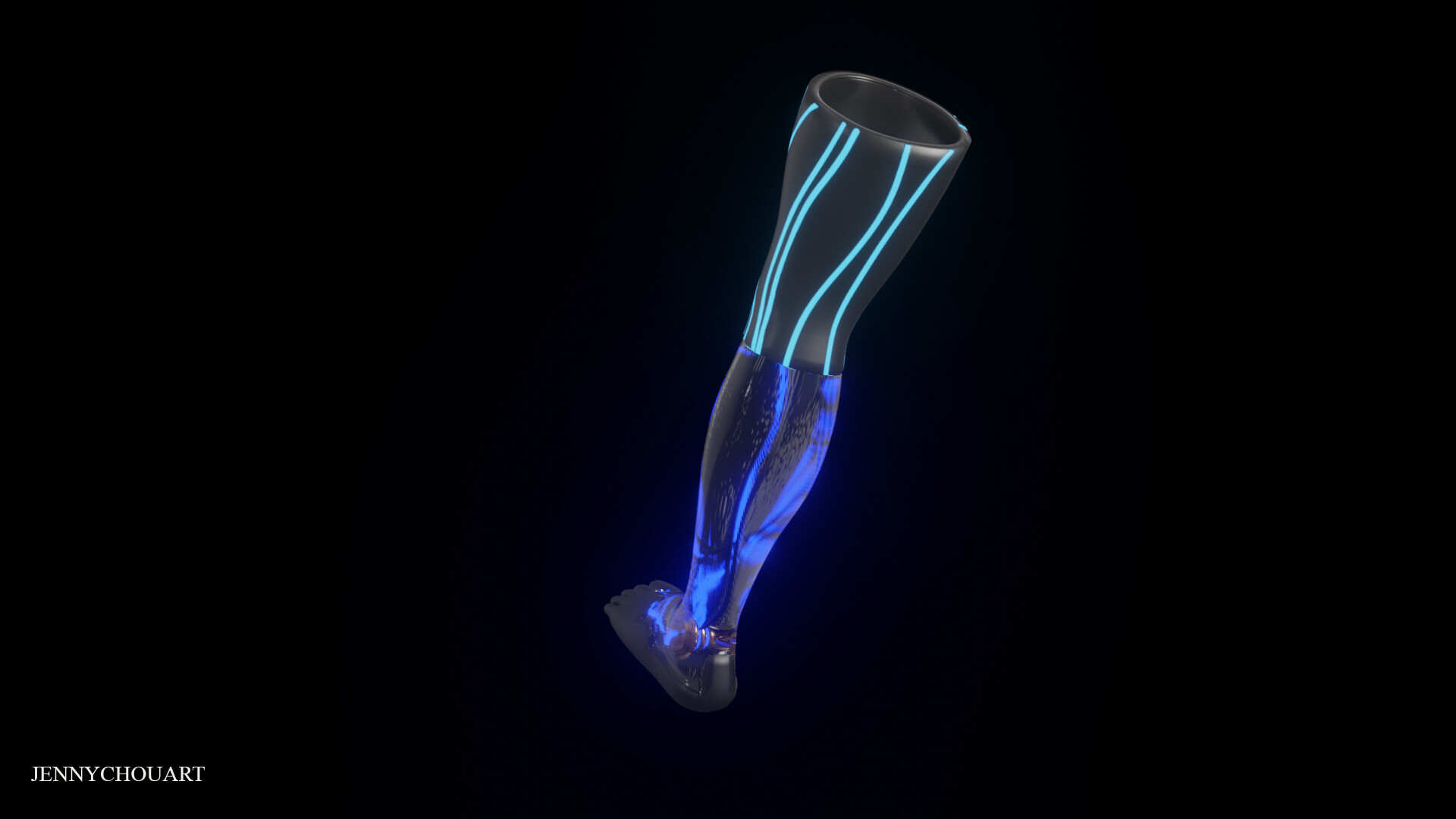 Jenny Chou - Sci-fi Prosthetic leg from Concept to 3D Final render