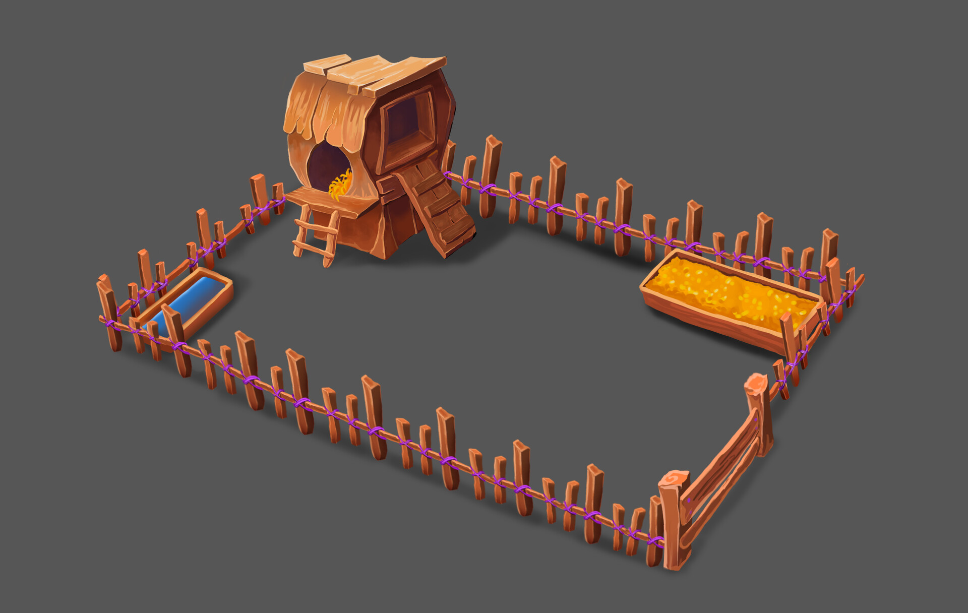 ArtStation - Isometric chicken coop