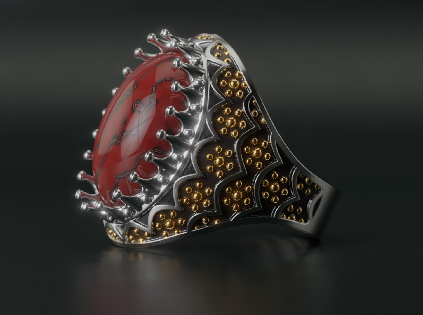 ArtStation - Ring with a red stone