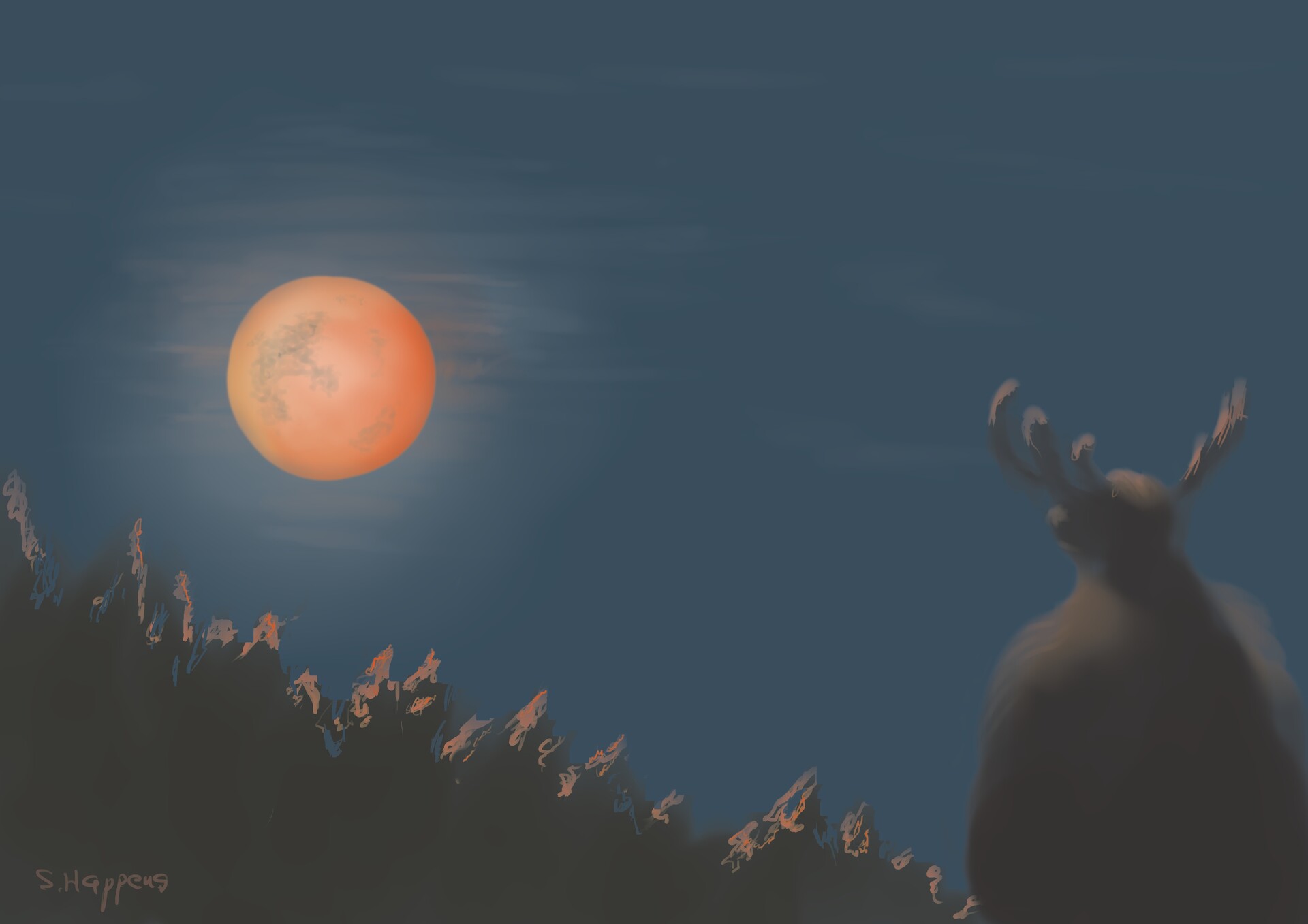 ArtStation - Red moon