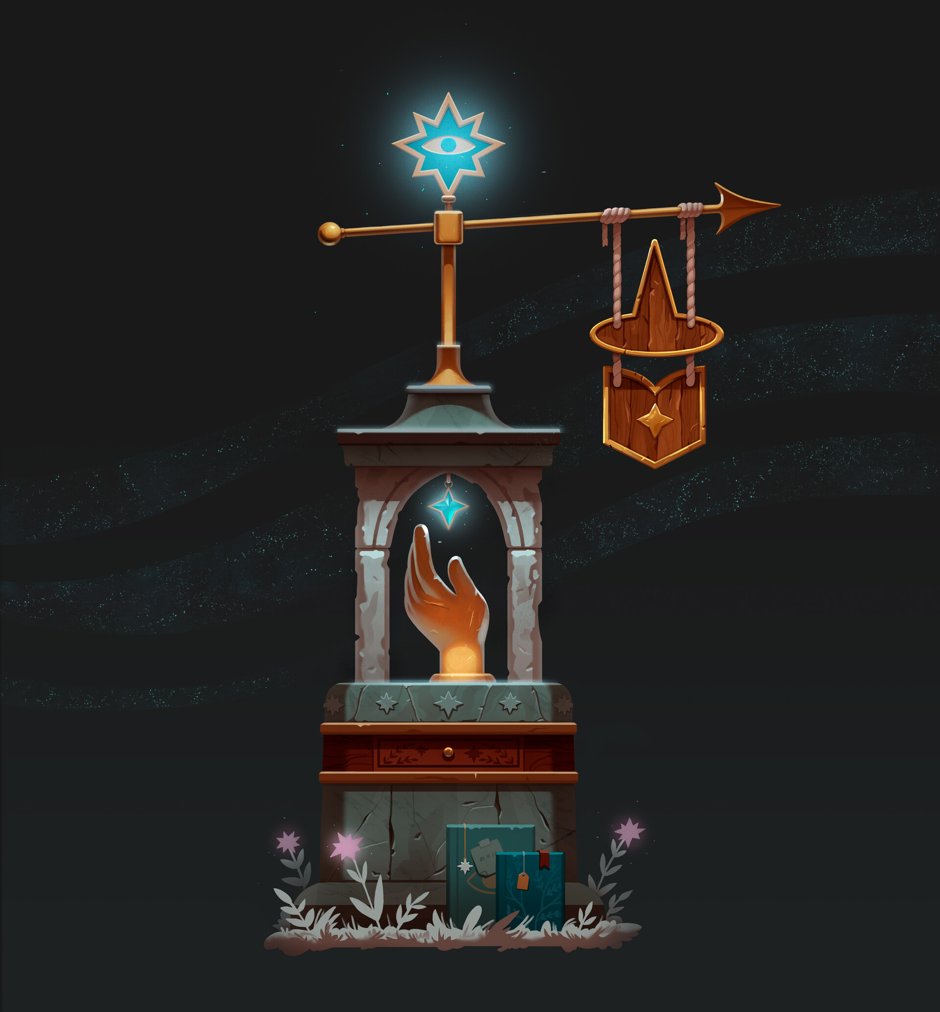 ArtStation - Magic Library Signpost