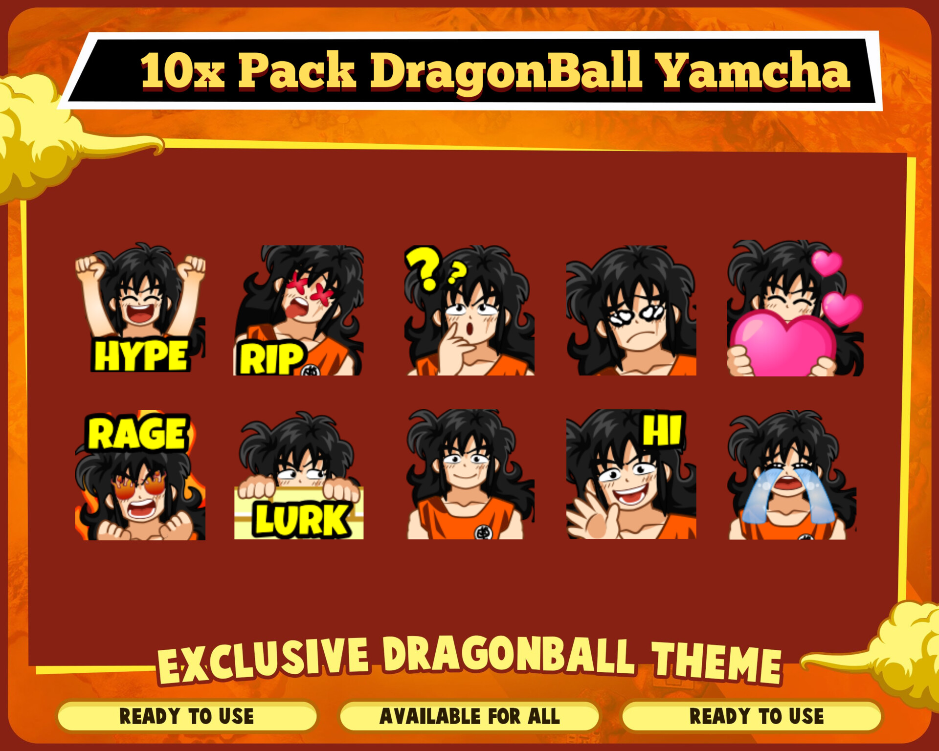 ArtStation - Yamcha Emotes Pack / 10 Set Cute Yamcha Go-ku Emotes