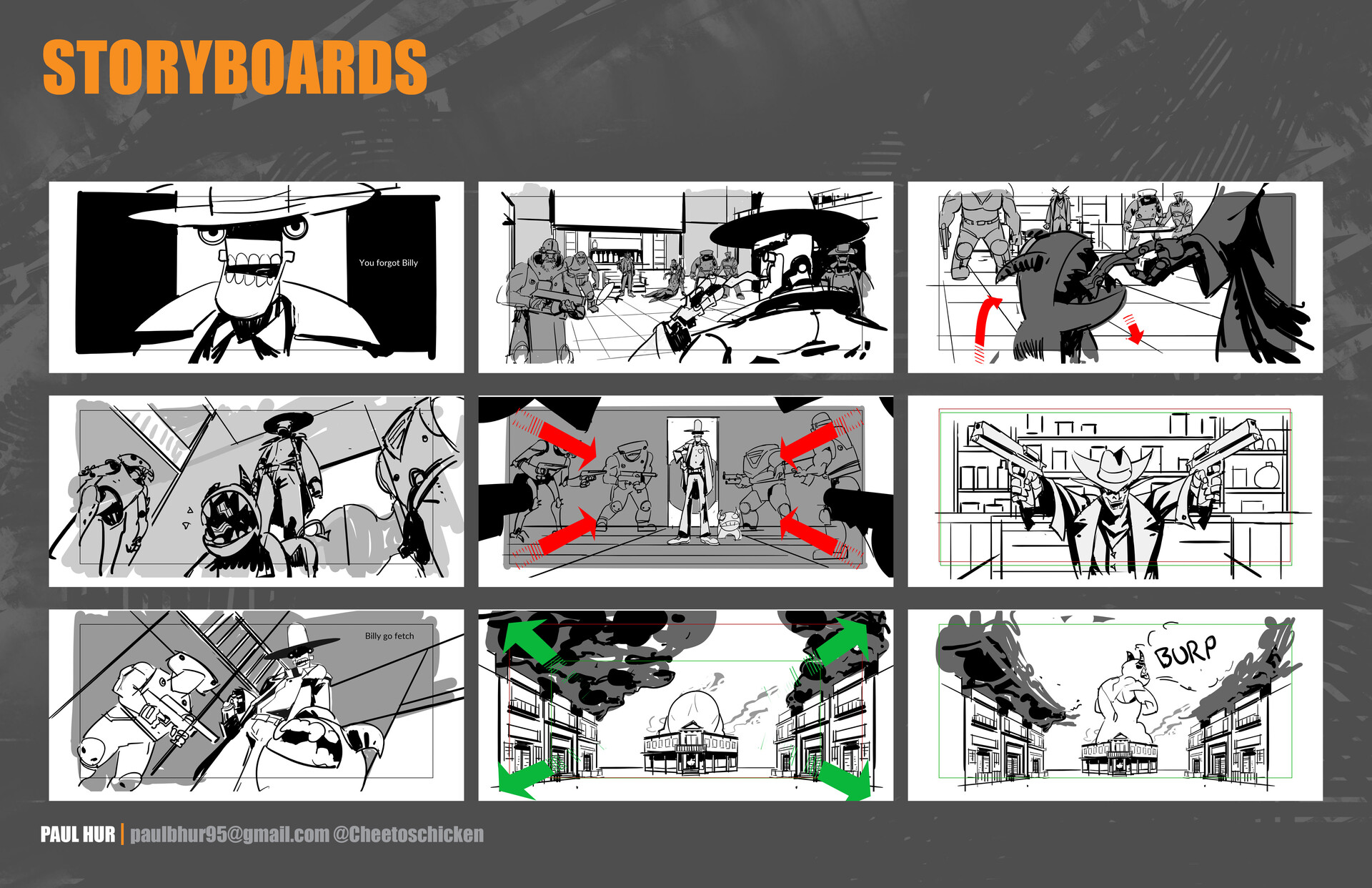 Paul Hur - Space cowboy pet dog - storyboard