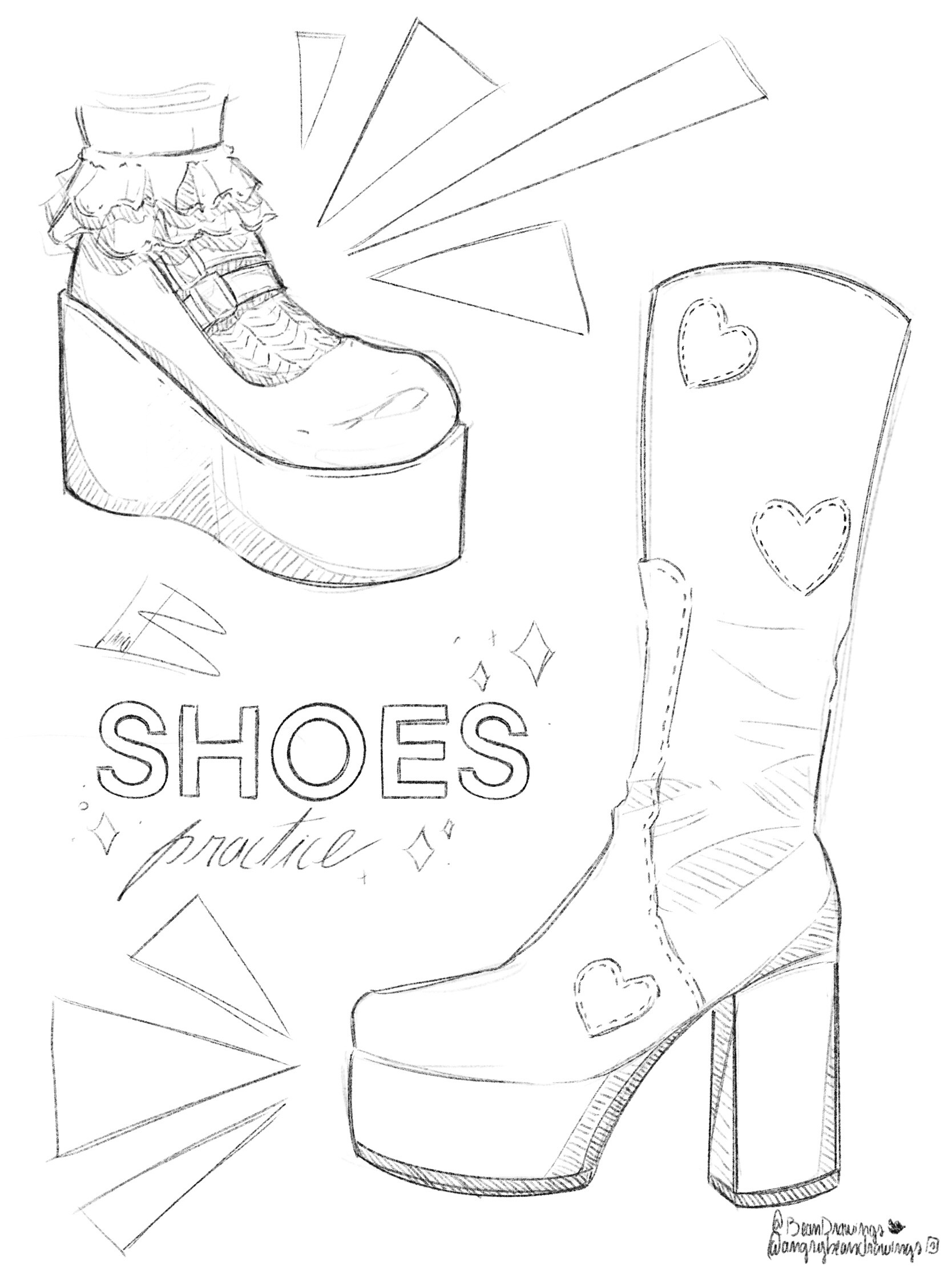 how to draw shoes platform