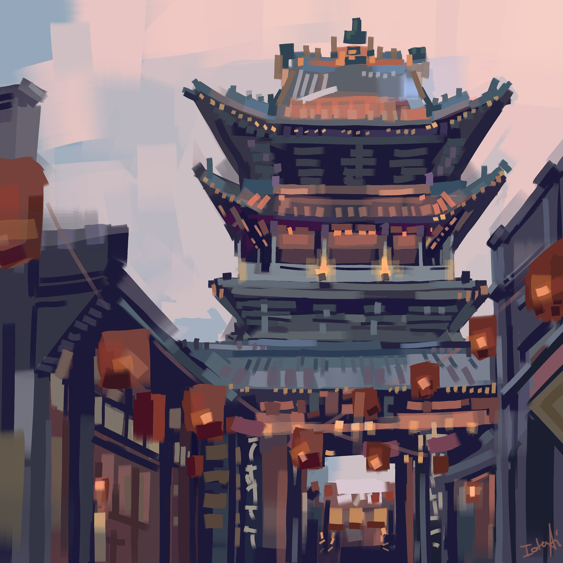 ArtStation - Asian Architecture Painting Studies