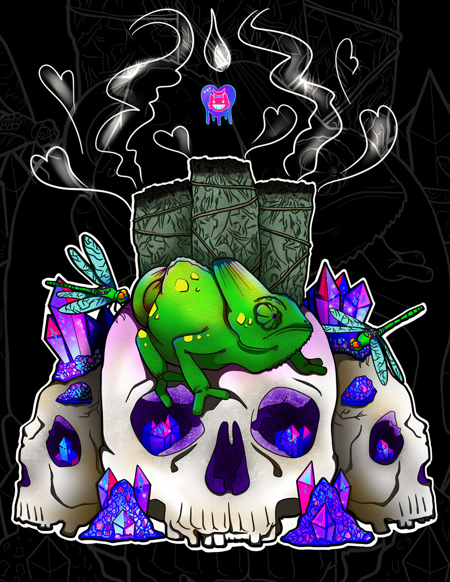 ArtStation - skull and sage tattoo design ♥