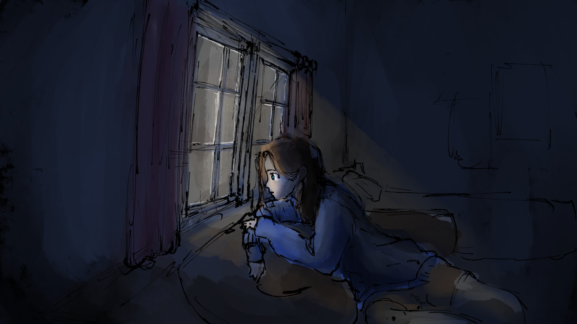 ArtStation - Watching over the window.