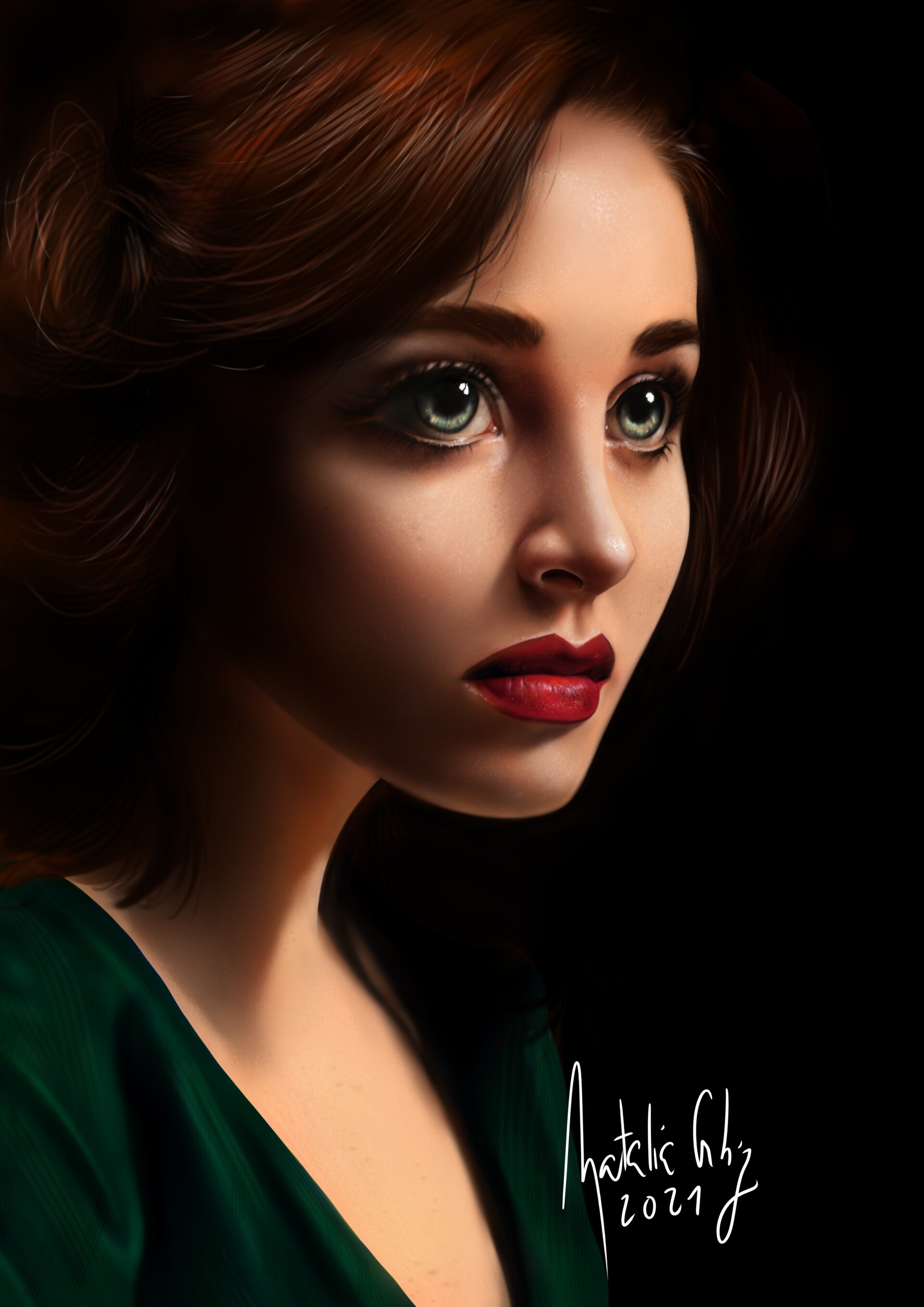 ArtStation - Green girl study