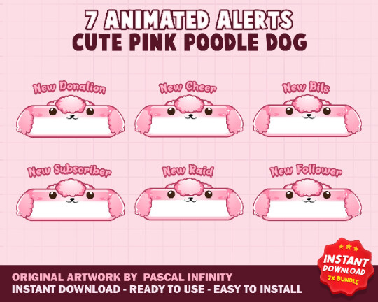 ArtStation - Animated Pink Poodle Stream Alerts / Dog Alert / Poodle ...