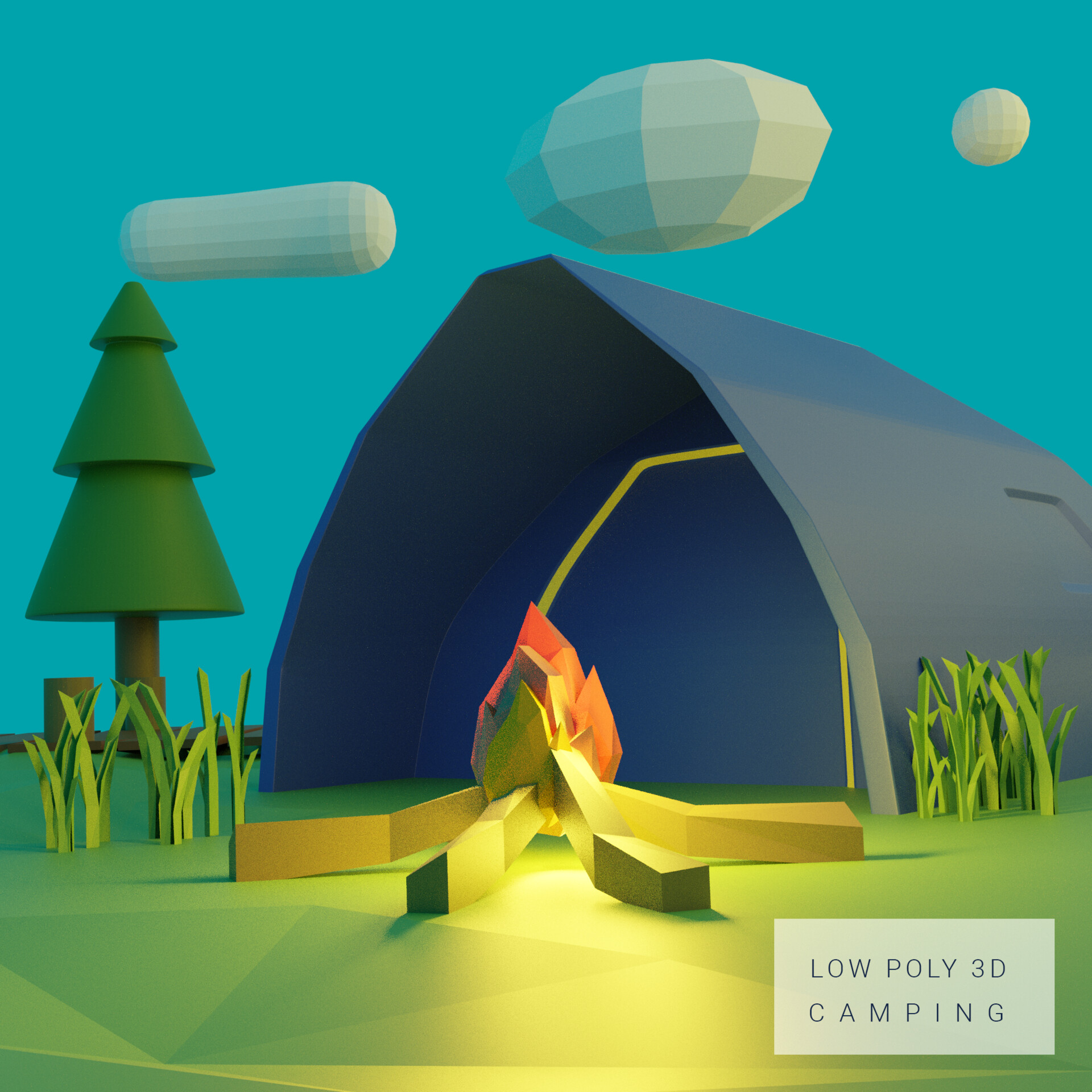 ArtStation - 3D Environment | Low Poly Camp | 3D Camp