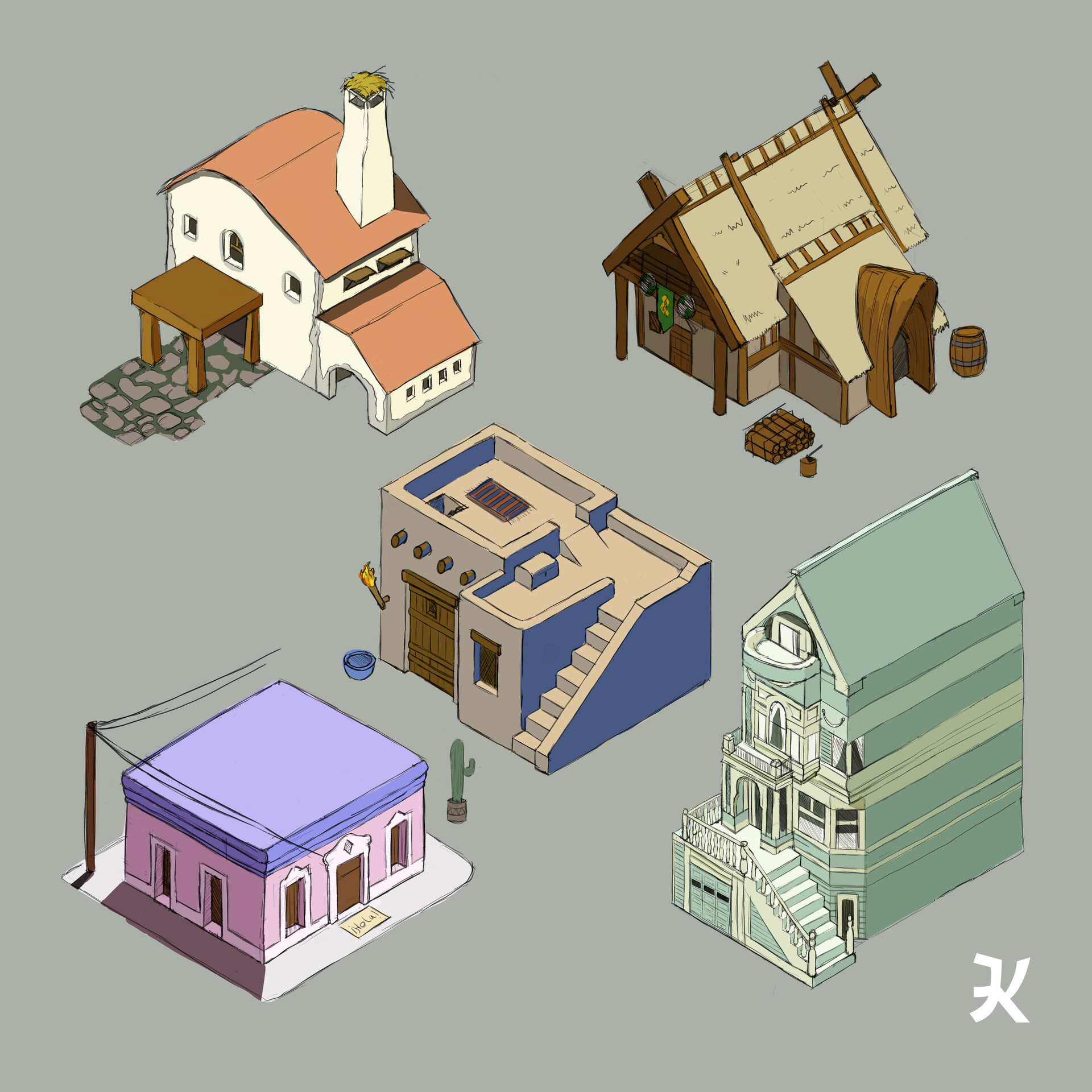ArtStation - Isometric houses (may'21)