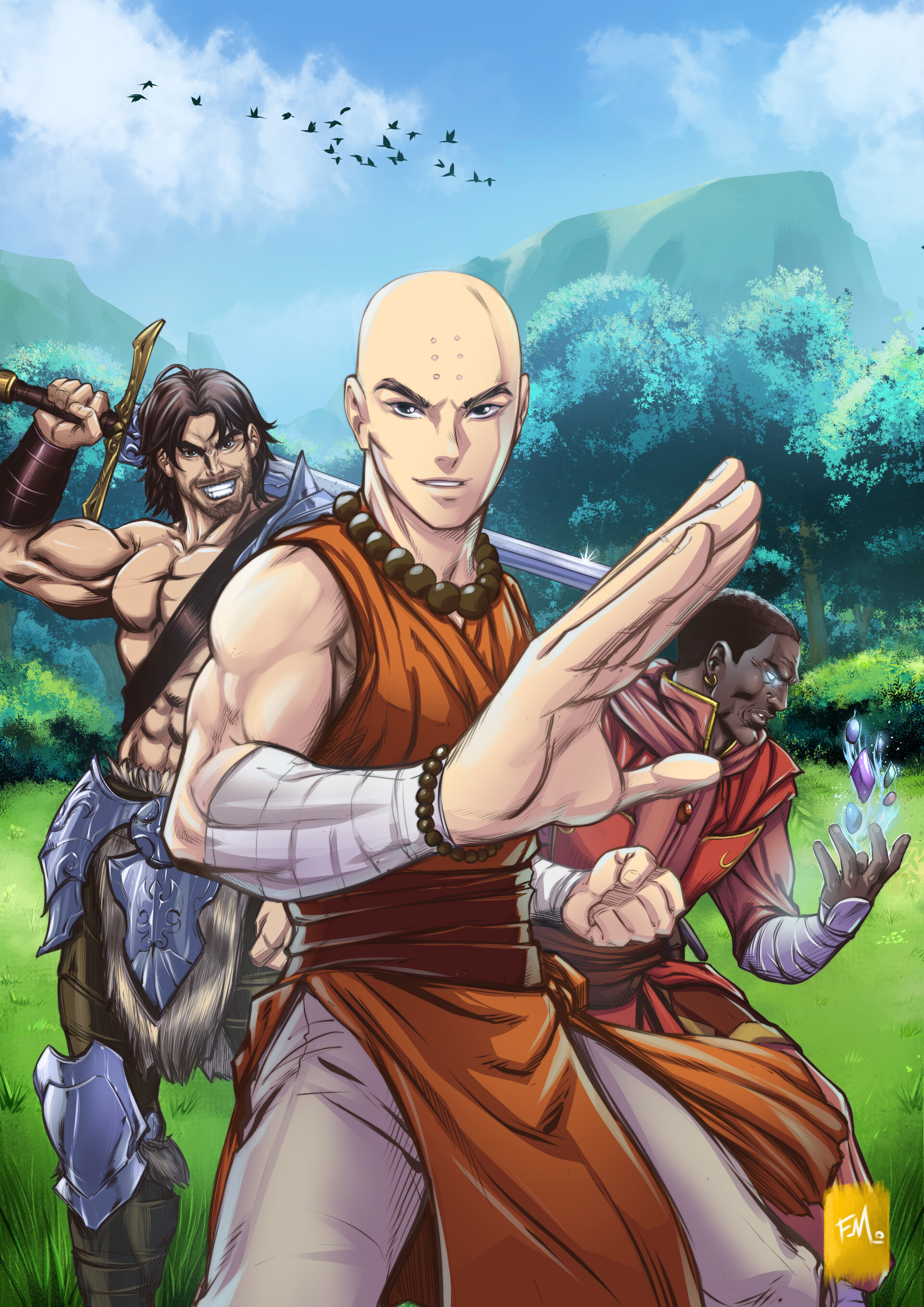 ArtStation - The Monk , the Barbarian and the Mage