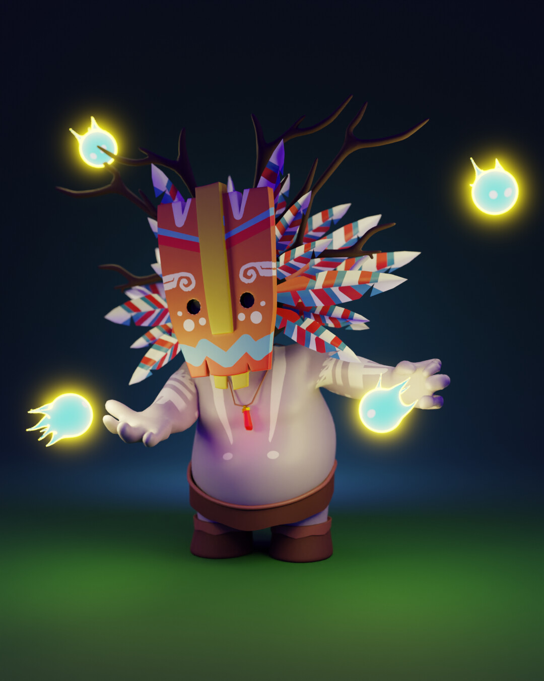 ArtStation - Mini shaman - made with Blender 2.93