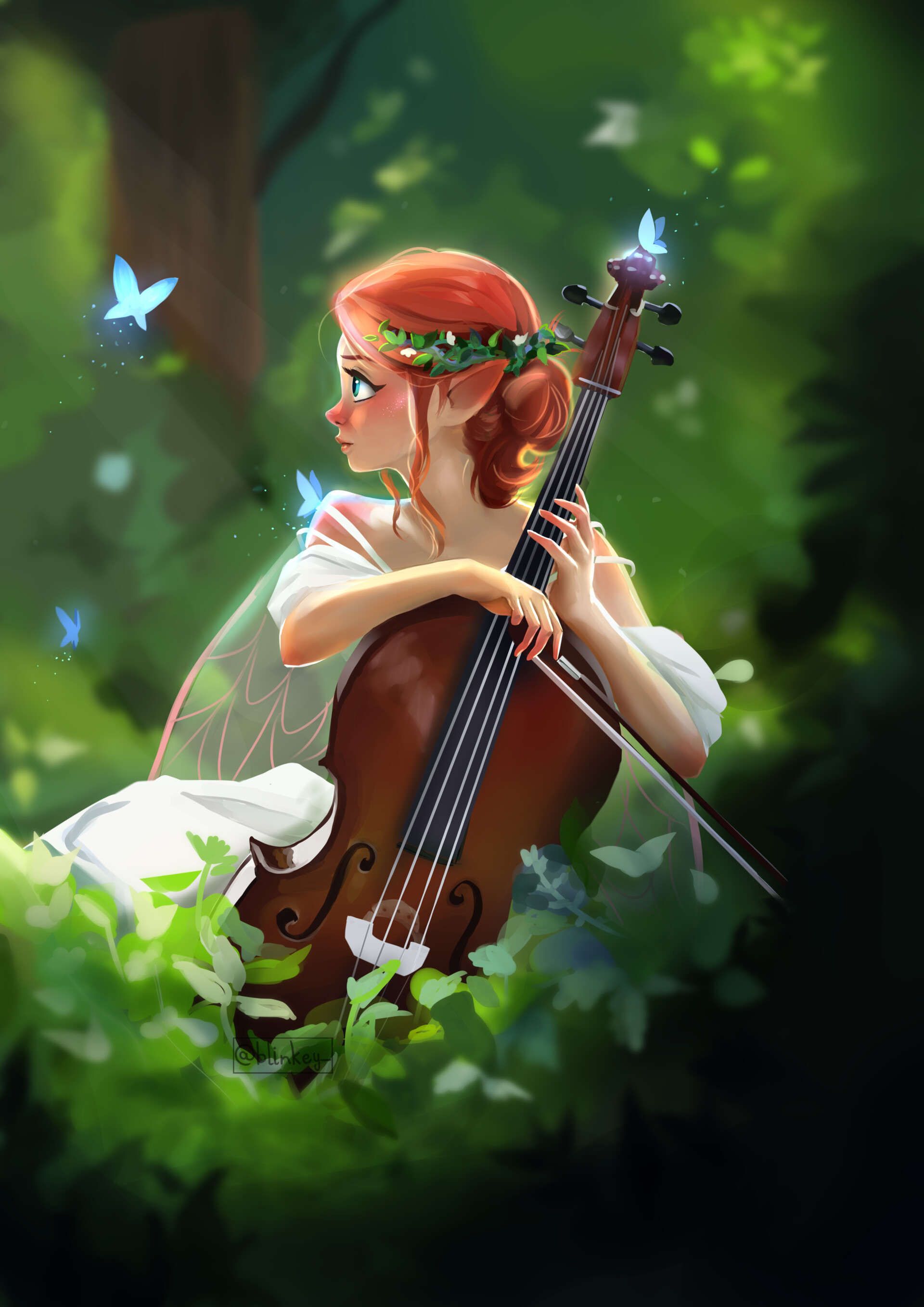 Anime Girl Playing Cello