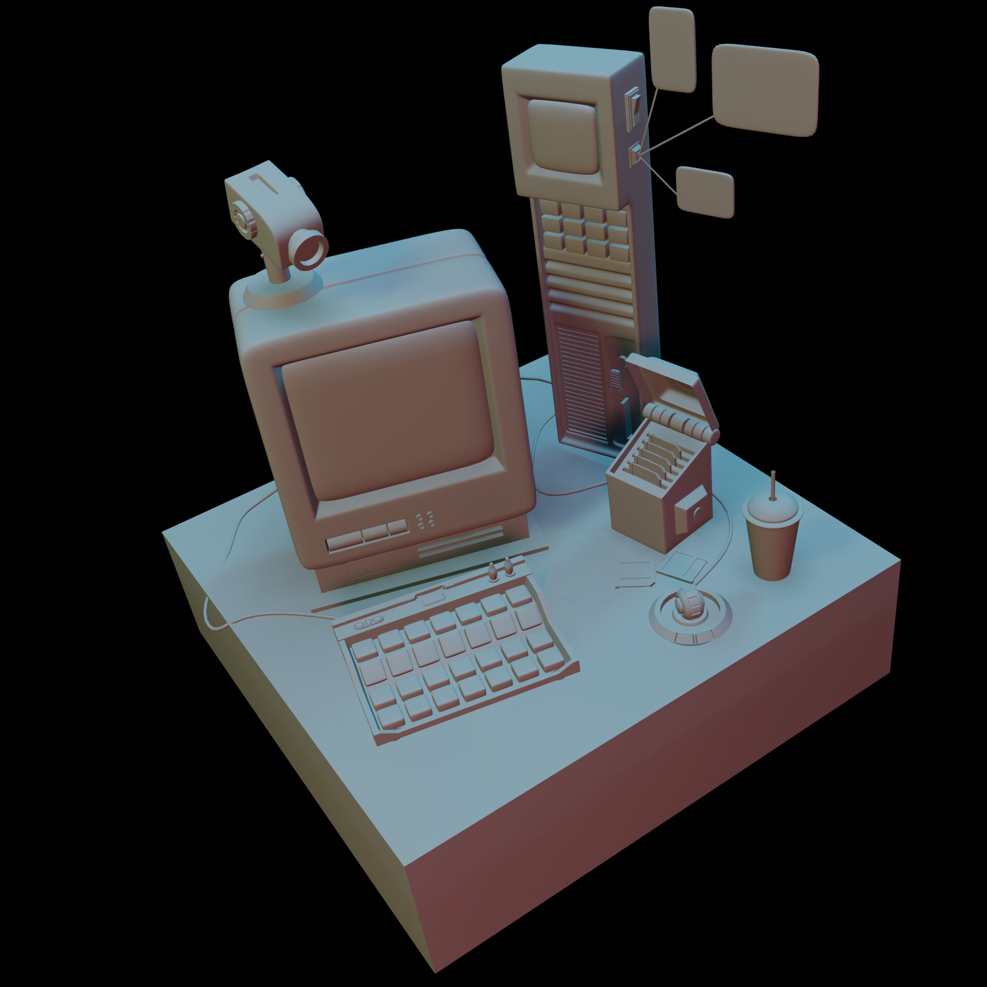 ArtStation - 3D MODEL OLD FASHIONED COMPUTER