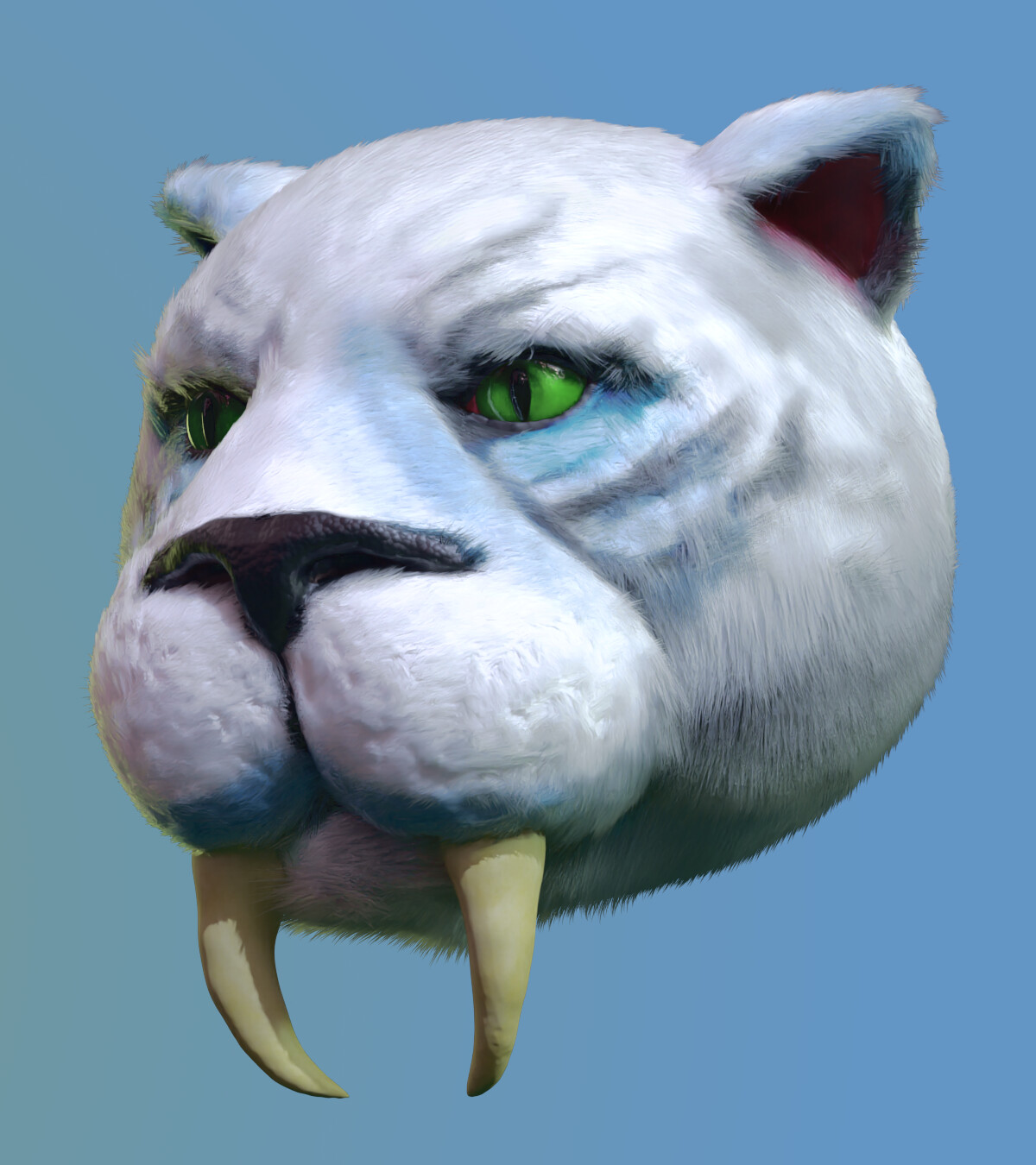 ArtStation - Saber-toothed cat head sculpt, added some fur on top :)