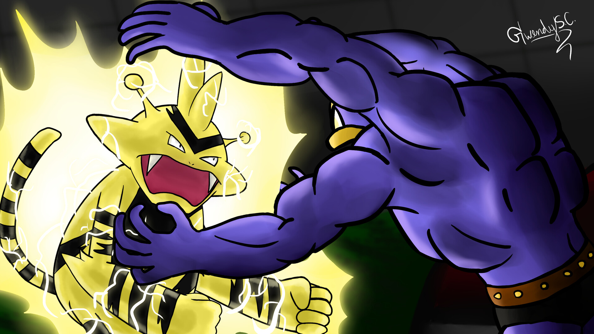 ArtStation - Electabuzz vs. Machamp - by Gwendy S.C.