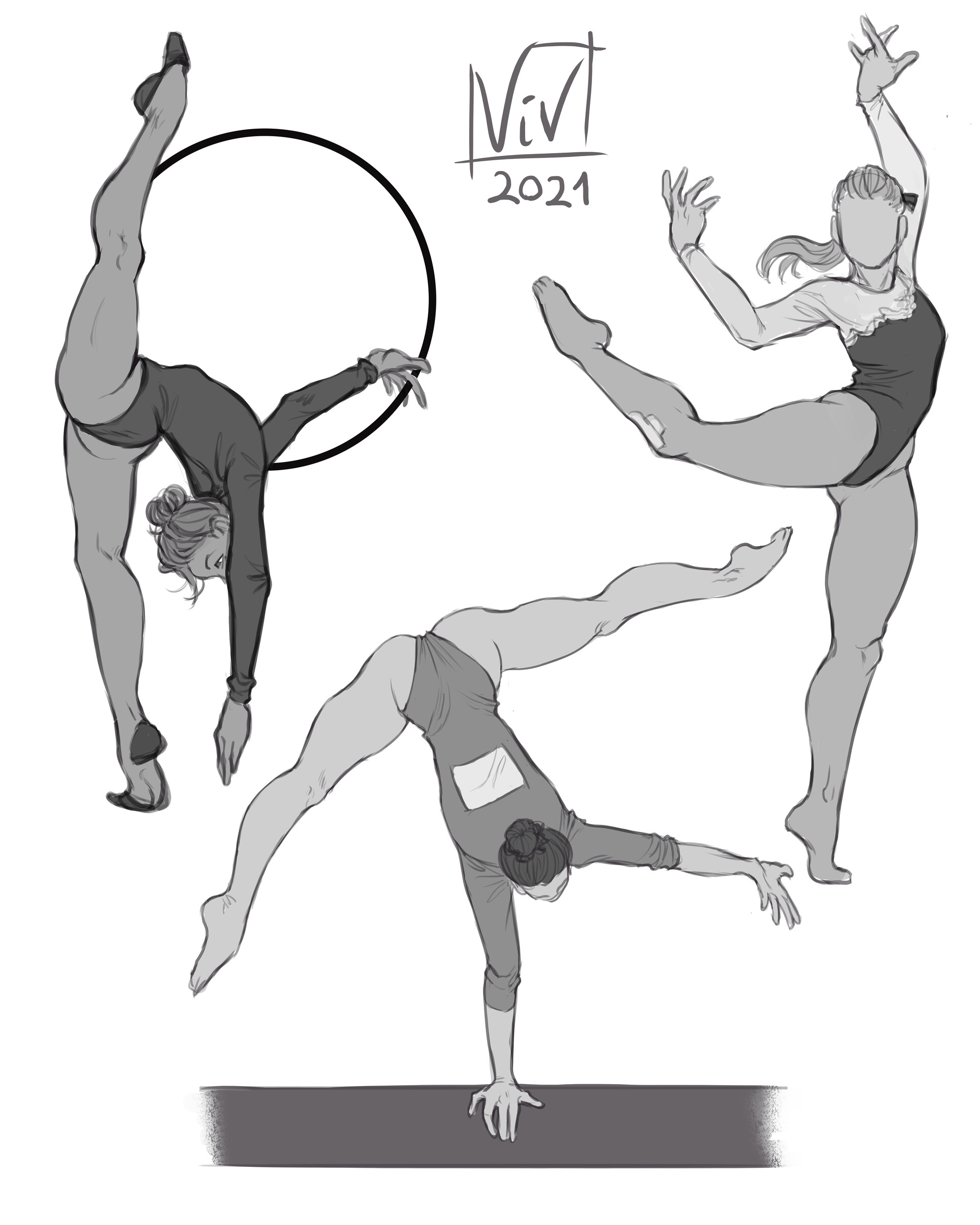 how to draw gymnastics poses step by step