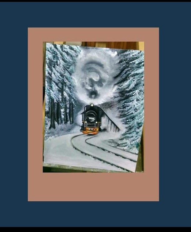 ArtStation - The Train Goes On A Snowy Track