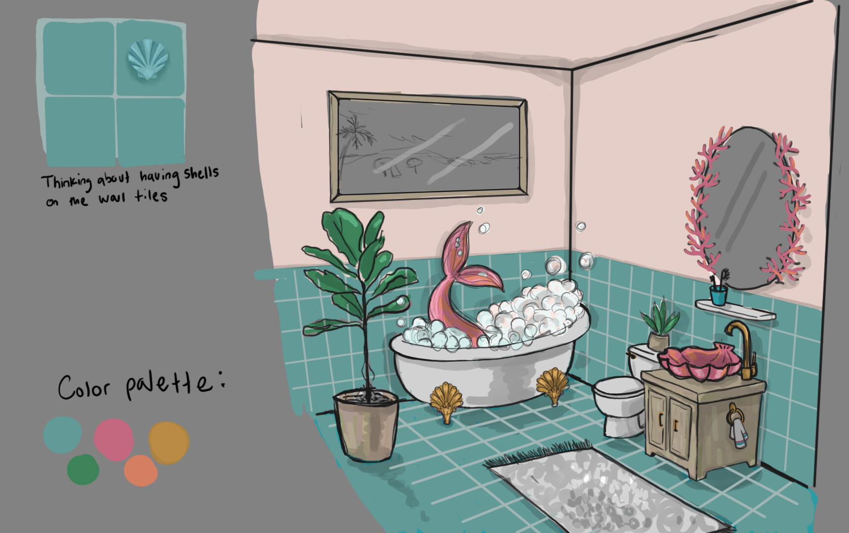 Anastasia Papaioanou's 3D Art Portfolio - Fortnite-Style Mermaid Bathroom
