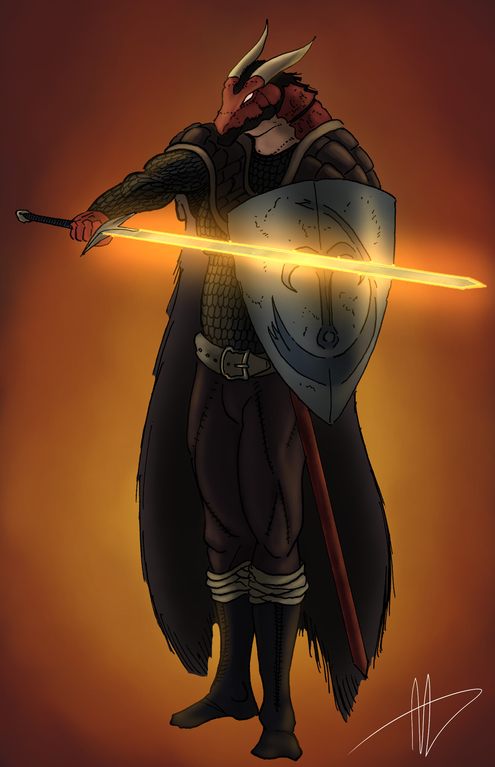 ArtStation - Red Dragonbron Fighter