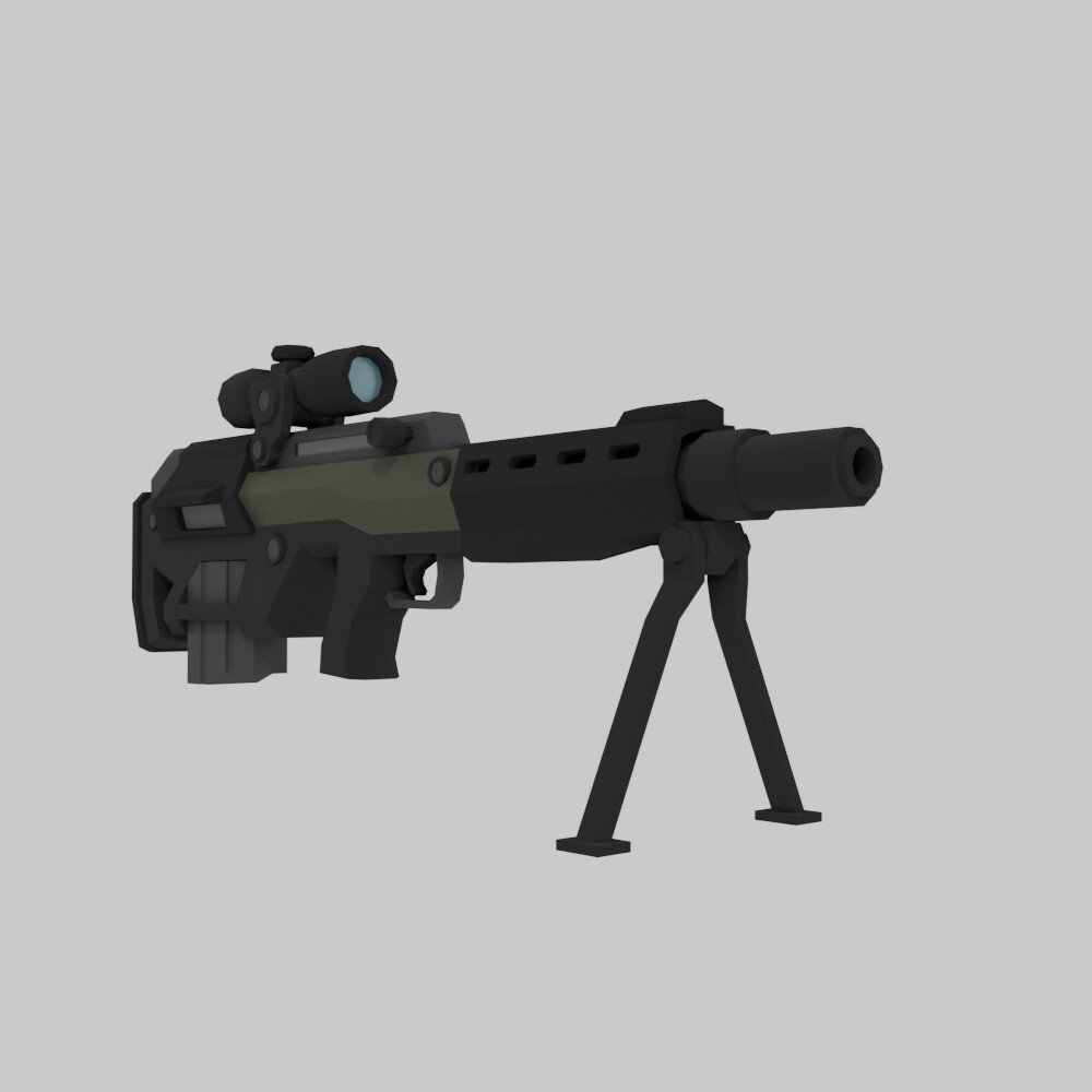 ArtStation - Low-poly Sci-Fi sniper rifle 3D model
