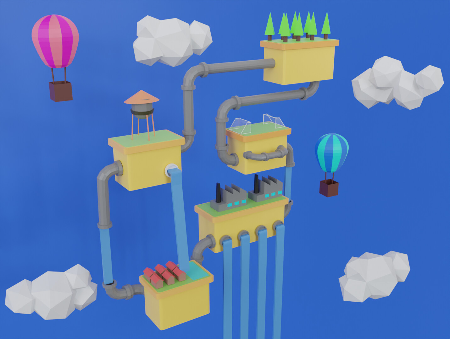 ArtStation - Low Poly Sky Islands